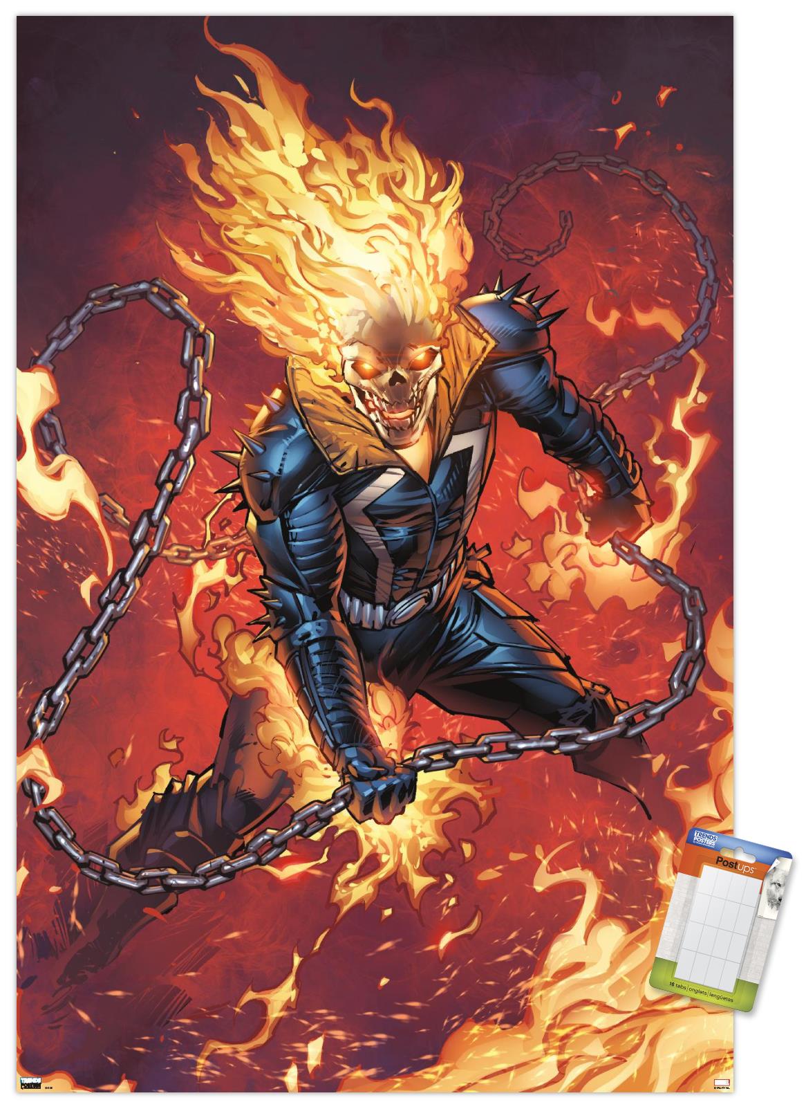 Marvel Ghost Rider - Flaming Chain Wall Poster, 14.725" x 22.375 ...