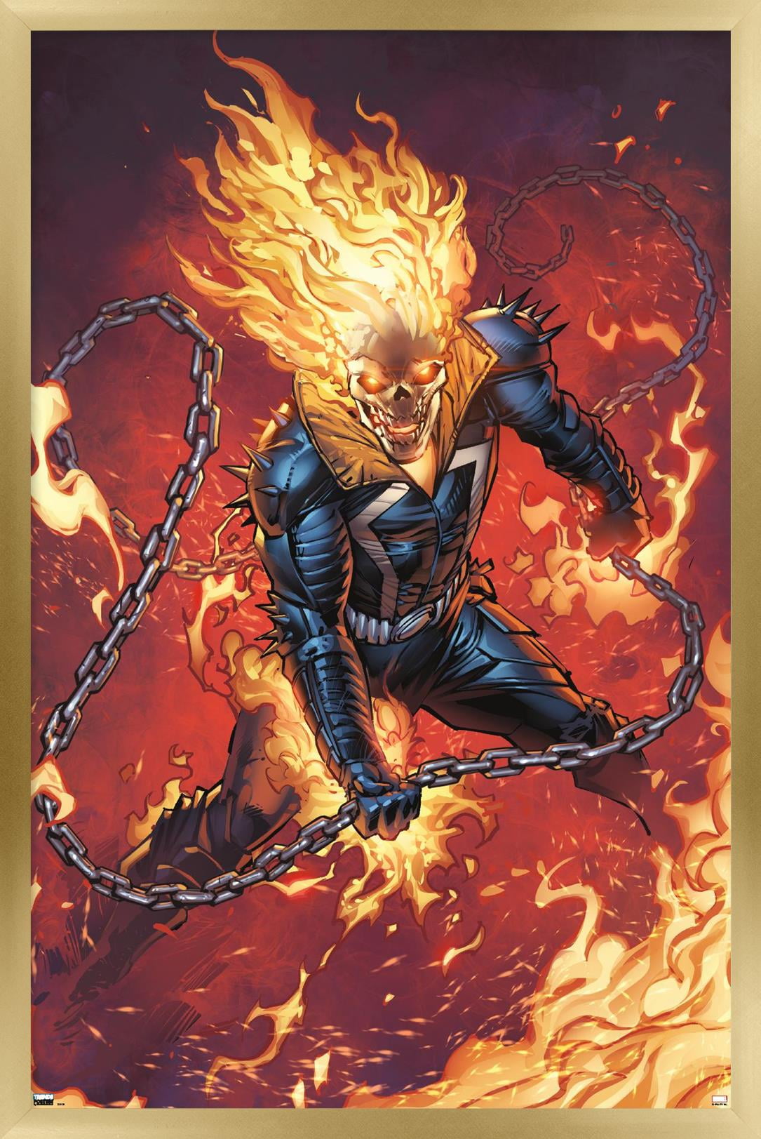Marvel Ghost Rider - Flaming Chain Wall Poster, 22.375" x 34" Framed ...