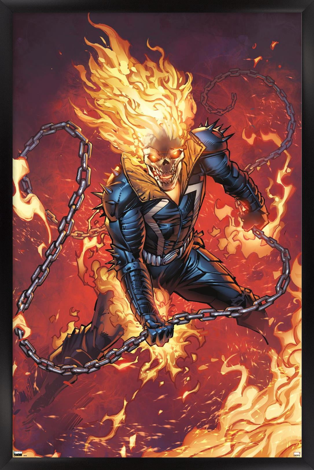Marvel Ghost Rider - Flaming Chain Wall Poster, 22.375" x 34" Framed ...