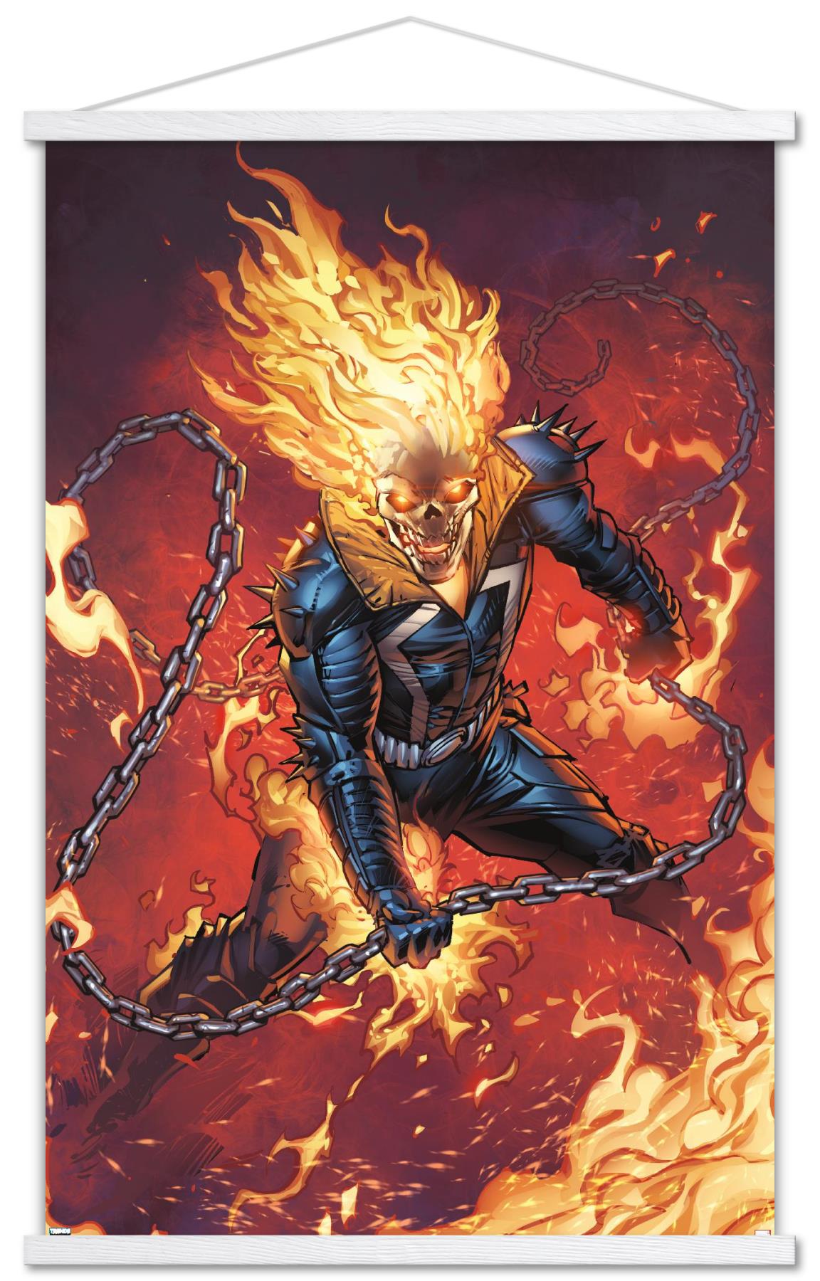Marvel Ghost Rider - Flaming Chain Wall Poster with Magnetic Frame, 22. ...