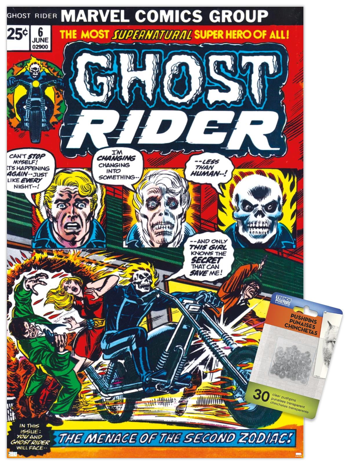 Marvel Ghost Rider - Ghost Rider #6 Wall Poster with Push Pins, 14.725 ...