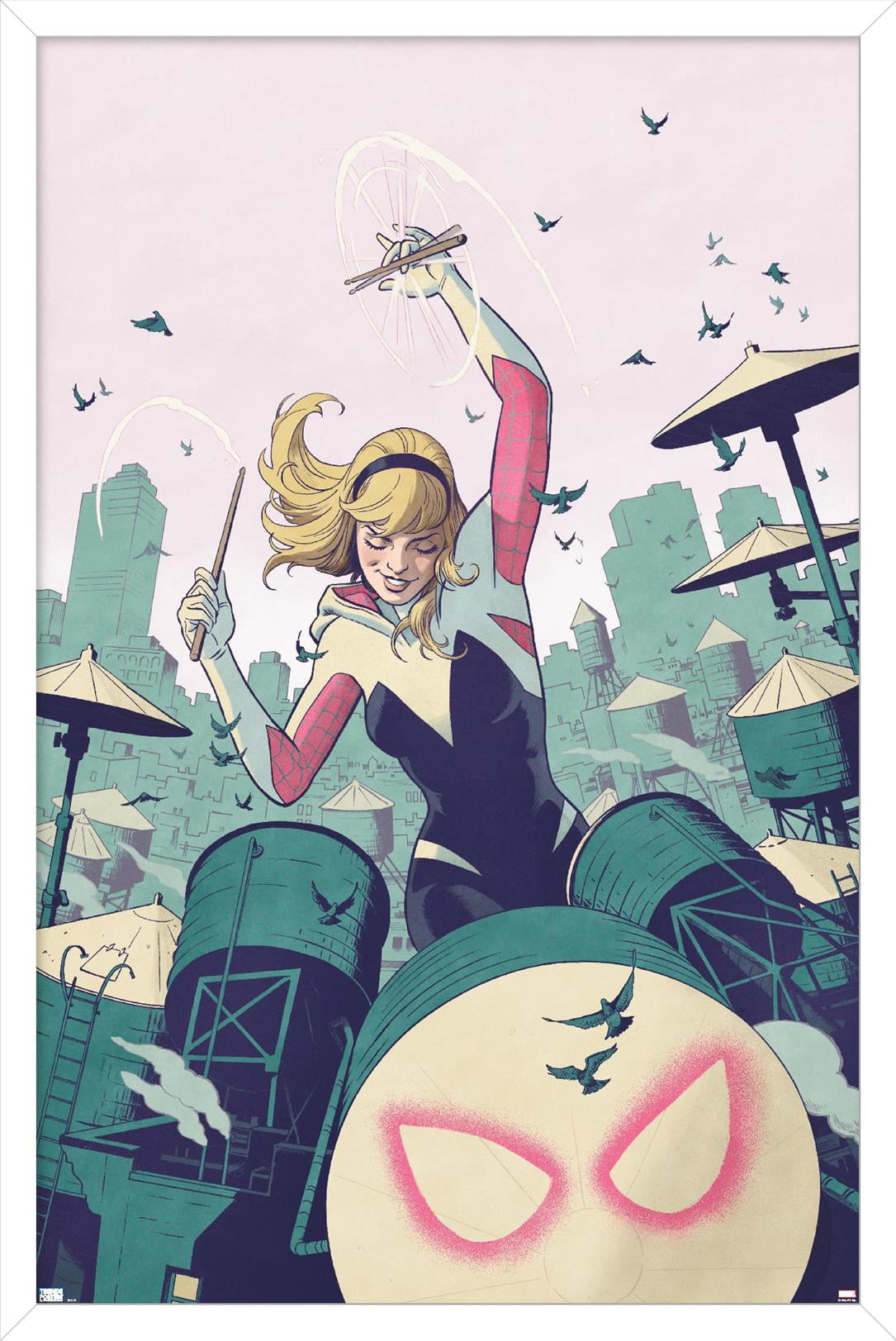 Marvel Ghost-Spider - Drums Wall Poster, 14.725" x 22.375" Framed ...