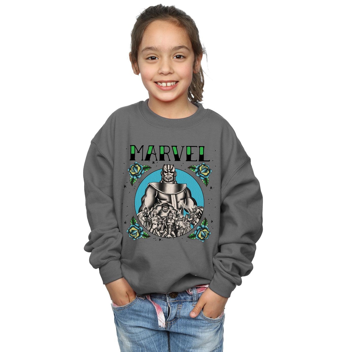 Marvel Girls Avengers Group Tattoo Sweatshirt - Walmart.com