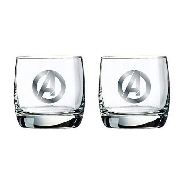 Marvel Glass Set - Avengers Logo - Collectible Gift Set of 2 Glasses ...
