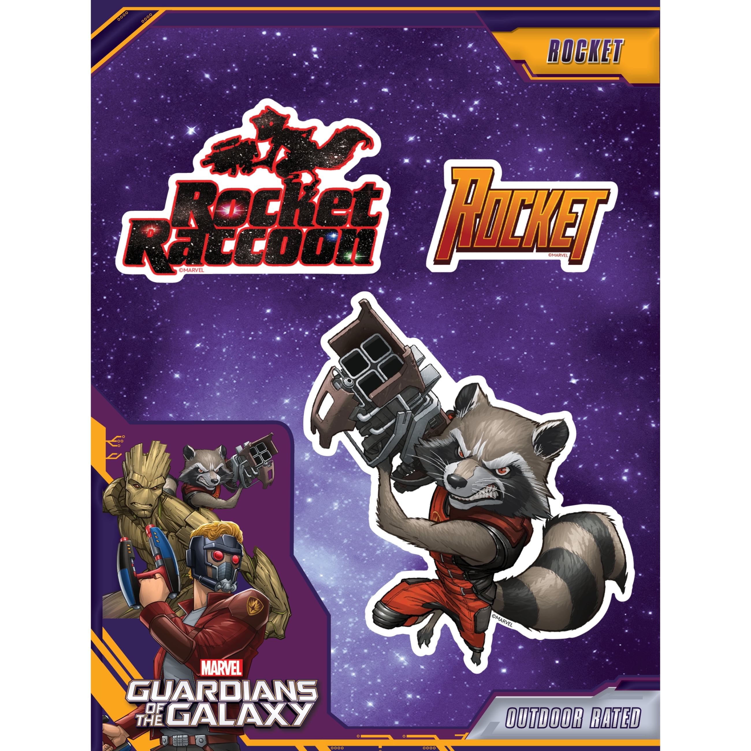 Marvel Guardians of The Galaxy Rocket Raccoon Decals - Set of 3 Vinyl ...