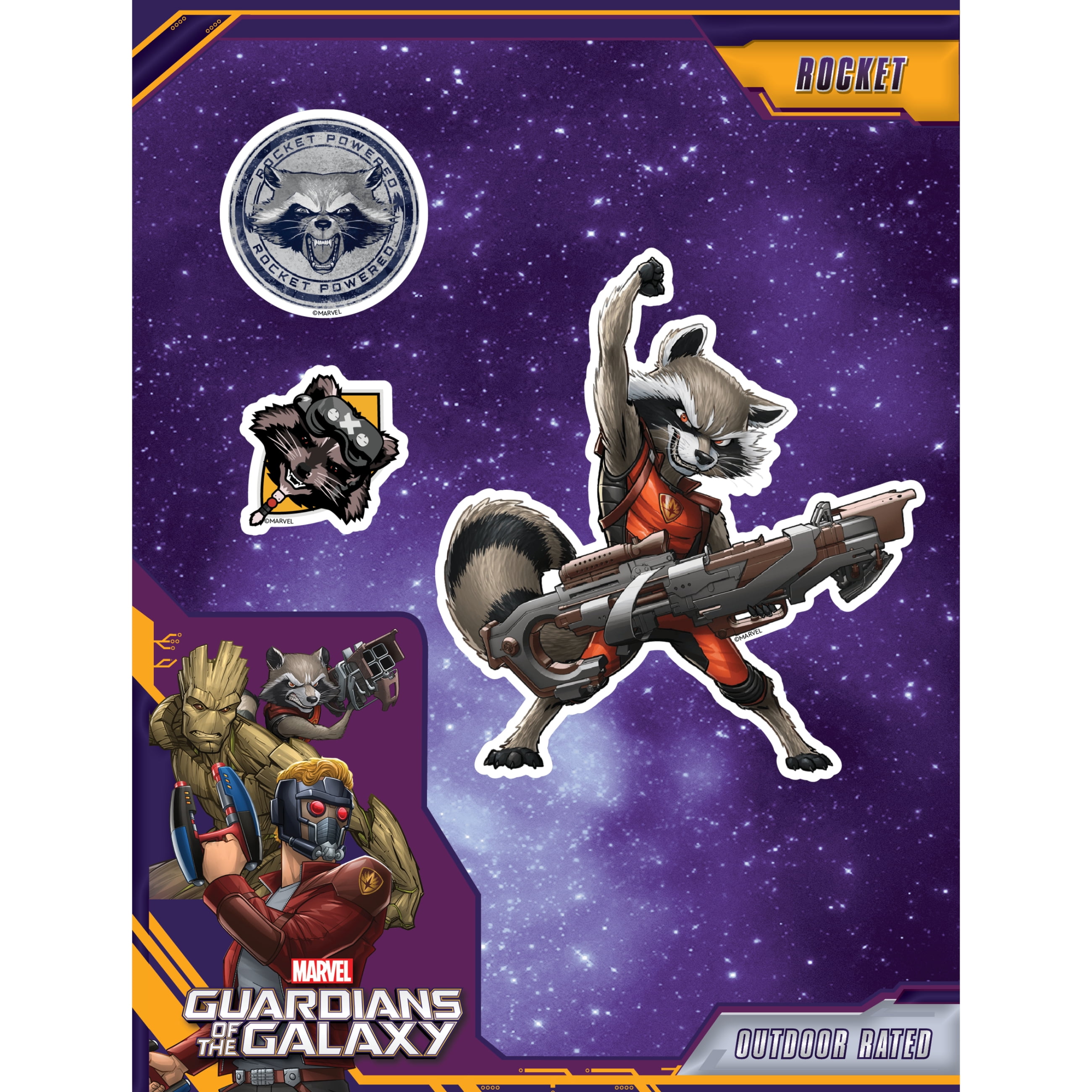 Marvel Guardians of The Galaxy Rocket Raccoon Decals - Set of 3 Vinyl ...