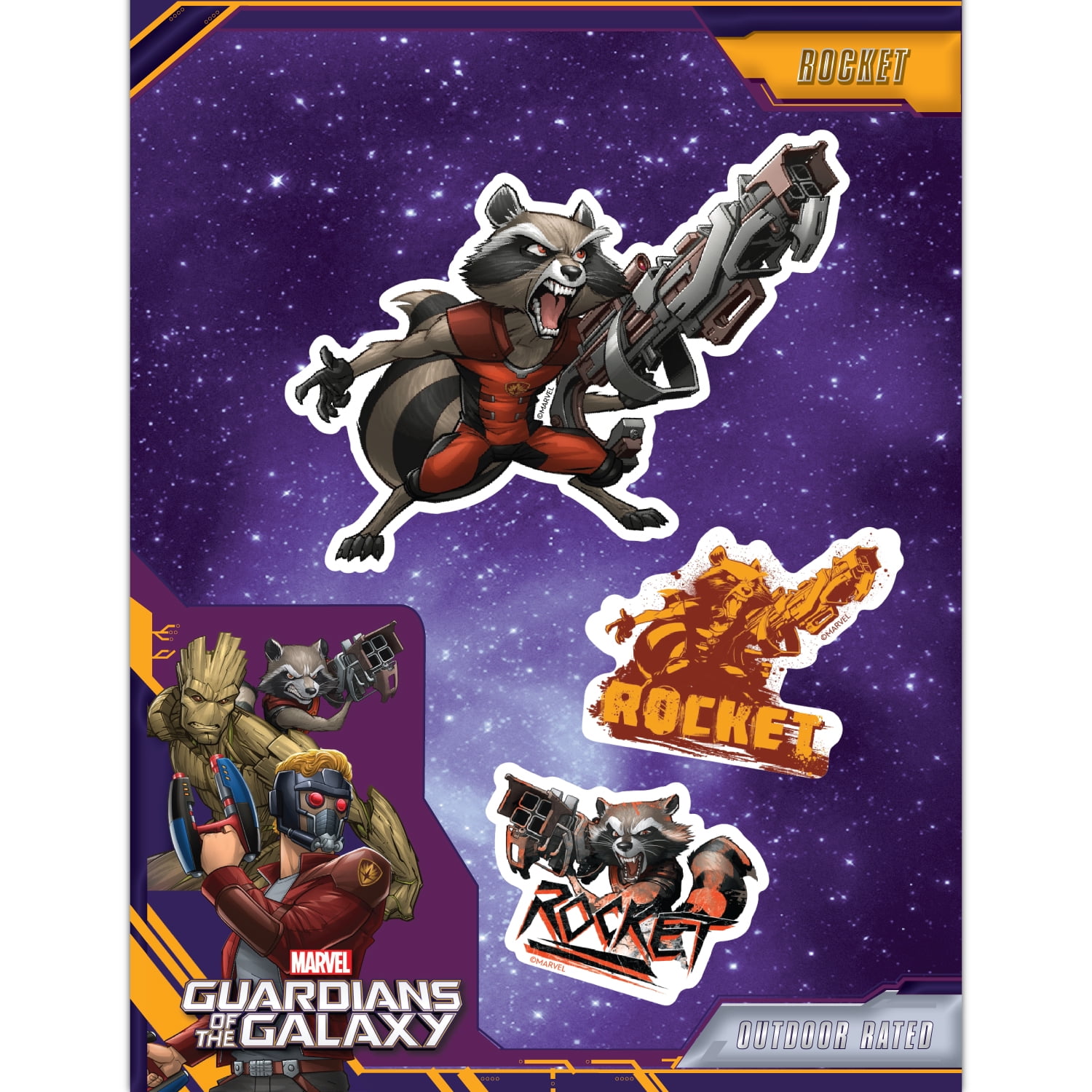 Marvel Guardians of The Galaxy Rocket Raccoon Decals - Set of 3 Vinyl ...