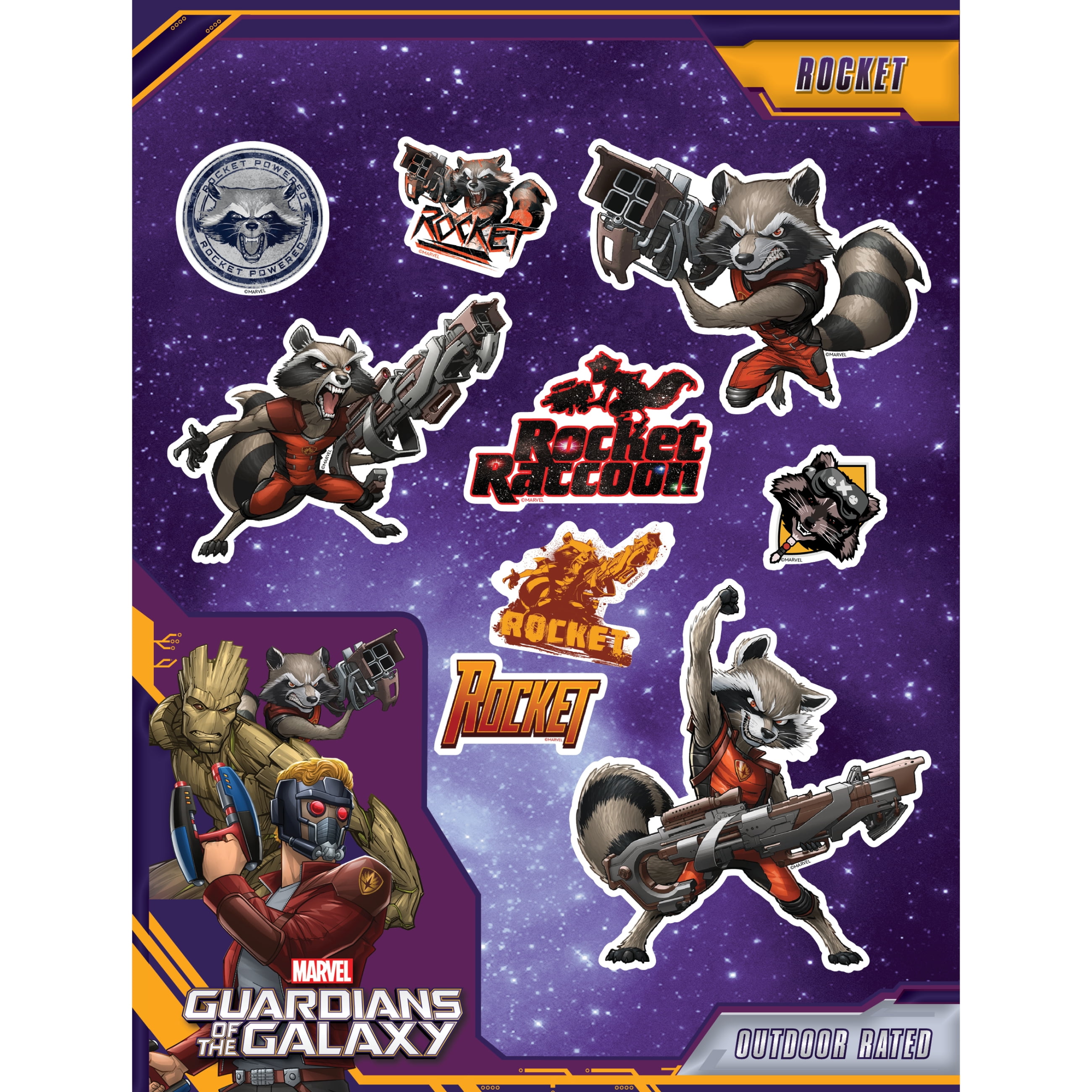 Marvel Guardians of The Galaxy Rocket Raccoon Decals - Set of 9 Vinyl ...