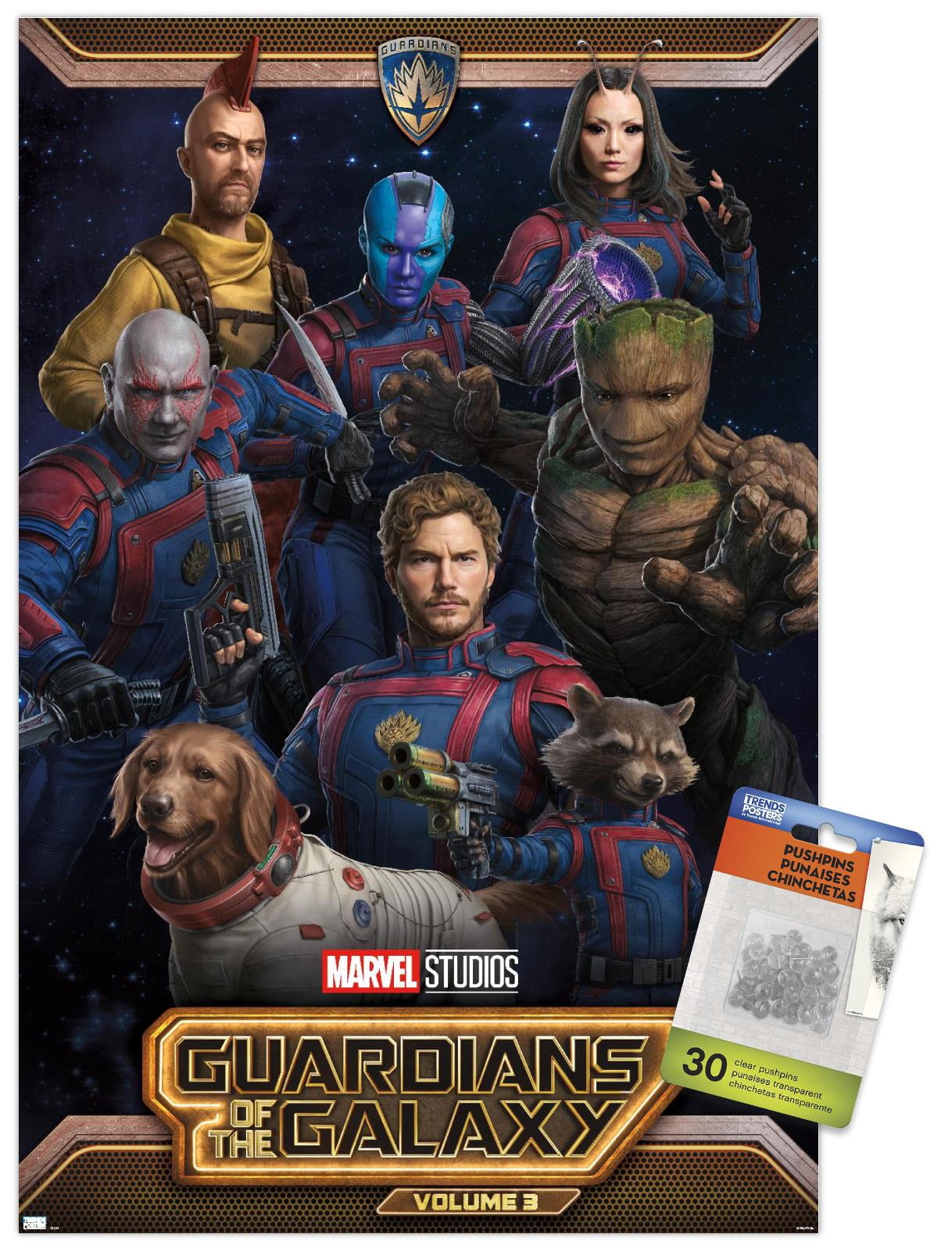 Marvel Guardians of the Galaxy Vol 3 - Group Wall Poster with Push Pins ...