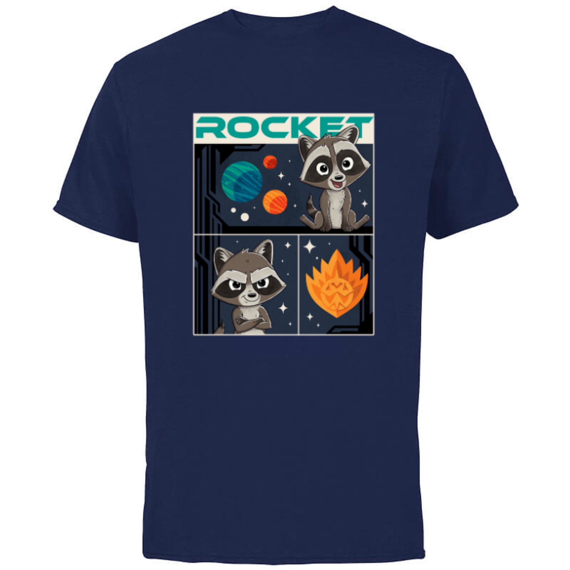 Marvel Guardians of the Galaxy Volume 3 Baby Rocket Panels - Short Sleeve Cotton T-Shirt for ...