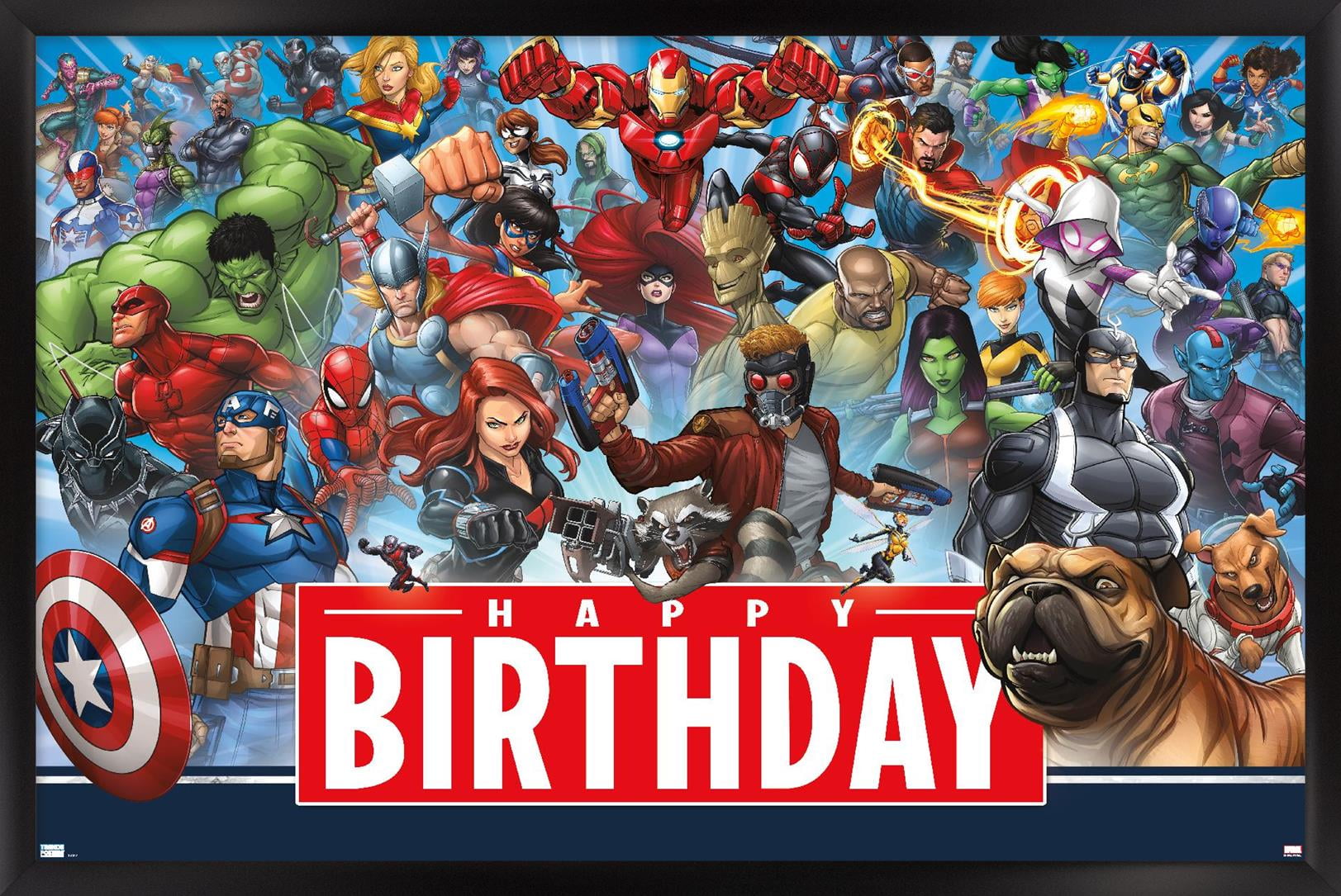 Marvel - Happy Birthday Wall Poster, 14.725" x 22.375" Framed - Walmart.com
