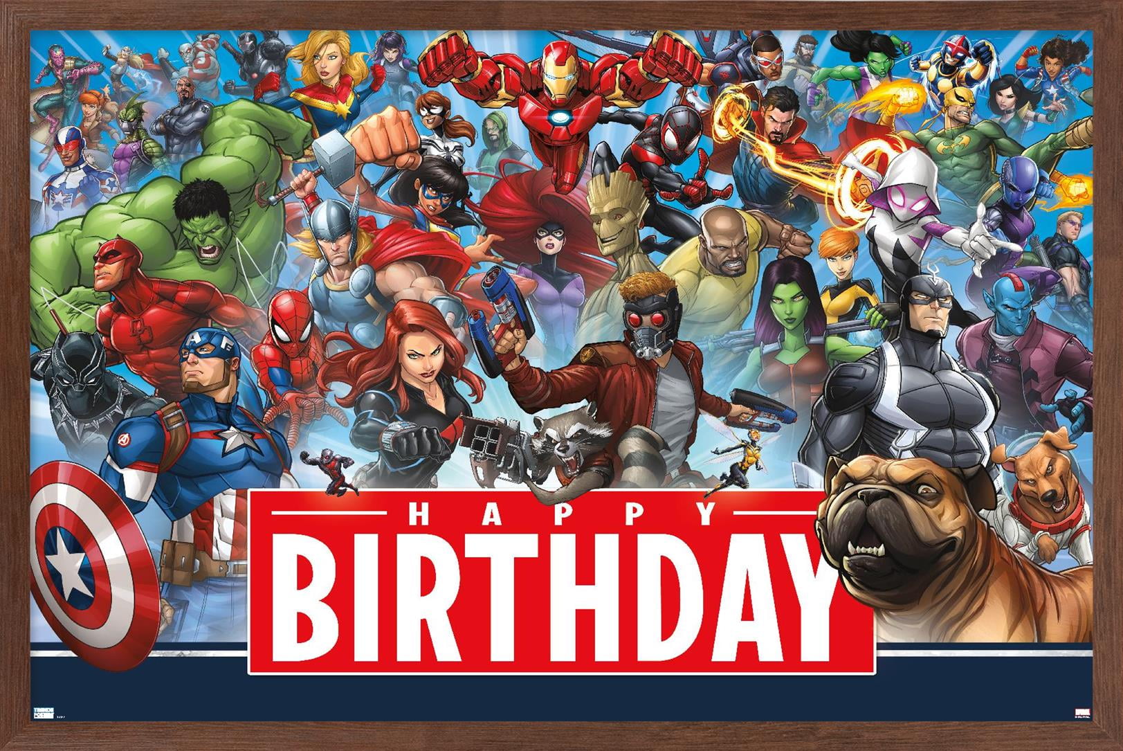 Marvel - Happy Birthday Wall Poster, 22.375" x 34" Framed - Walmart.com