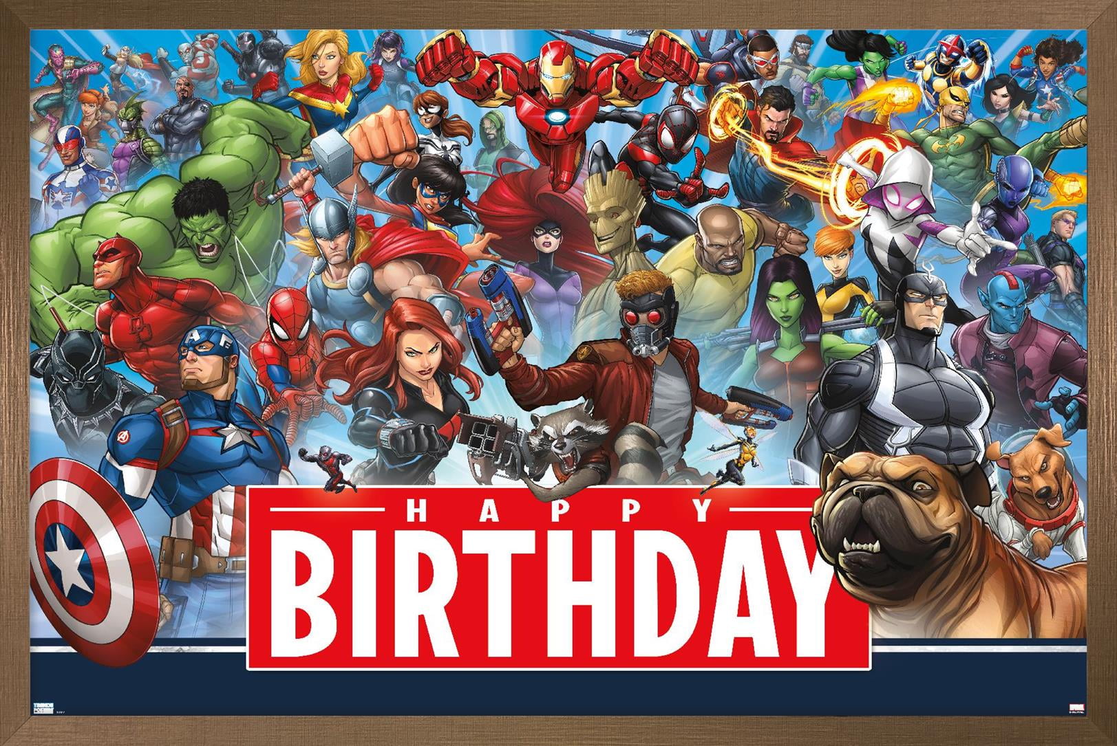 Marvel - Happy Birthday Wall Poster, 22.375" x 34" Framed - Walmart.com