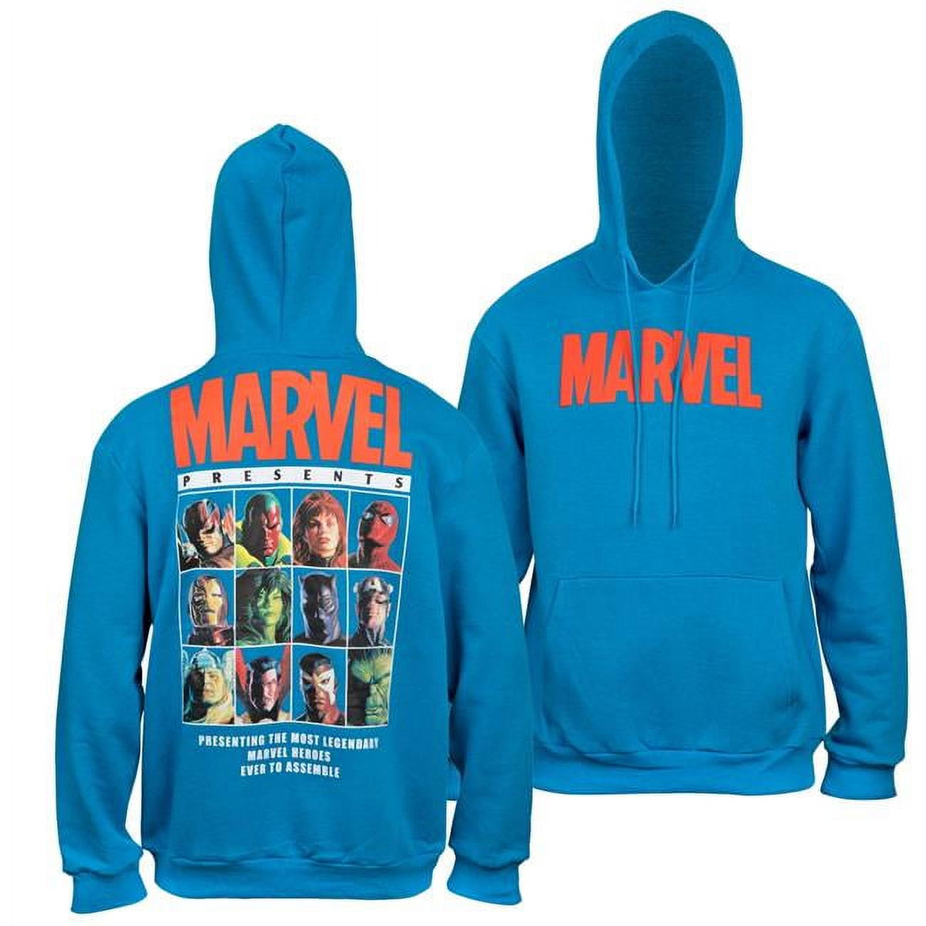 Marvel Heroes & Avengers Text Puff Print Hoodie with Character Line Up ...