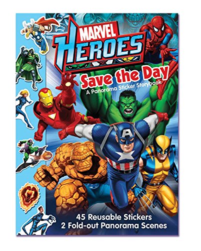 Pre-Owned Marvel Heroes Save the Day A Panorama Sticker Storybook ...