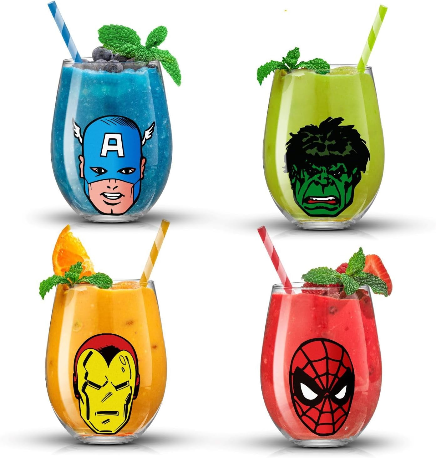 Marvel Heroes Stemless Drinking Glasses, 19-Ounce, Set of 4 - Walmart.com