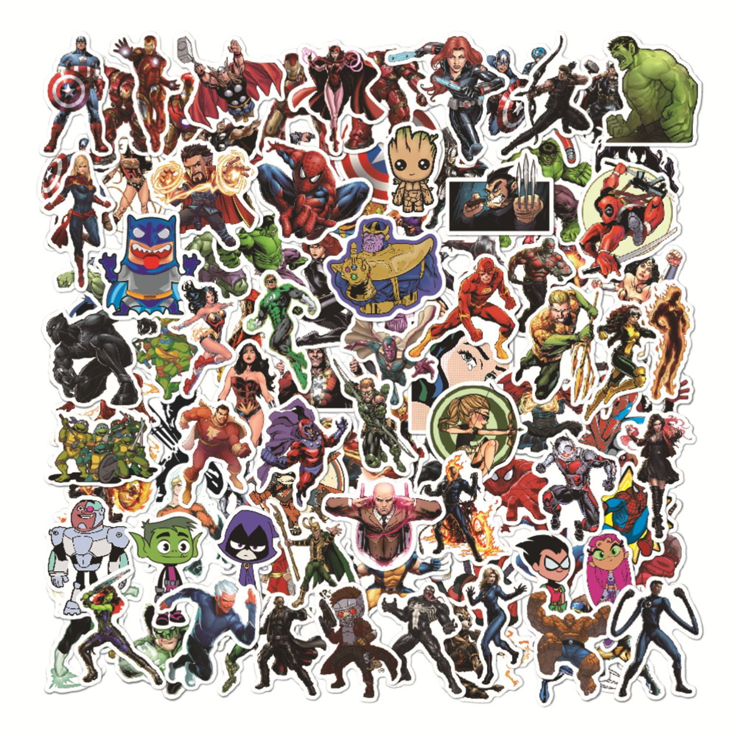 Marvel Heroes Stickers 104 PCS Cute Waterproof Laptop Computer Skateboard Bicycle Trolley Case ...