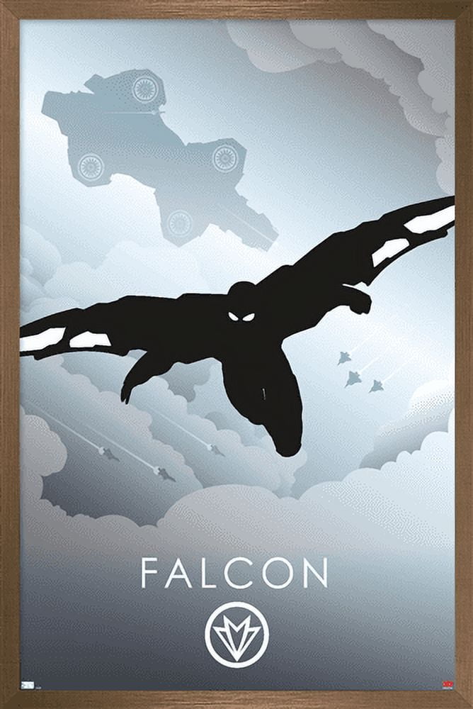Marvel Heroic Silhouette - Falcon Wall Poster, 22.375" x 34", Framed ...