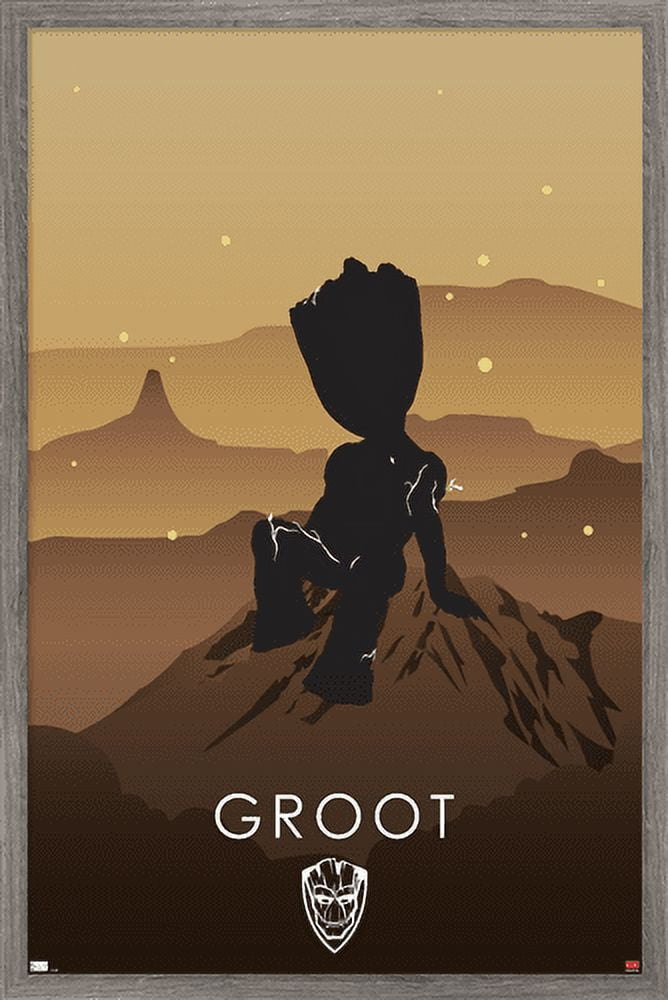 Marvel Heroic Silhouette - Groot Wall Poster, 14.725" x 22.375", Framed ...