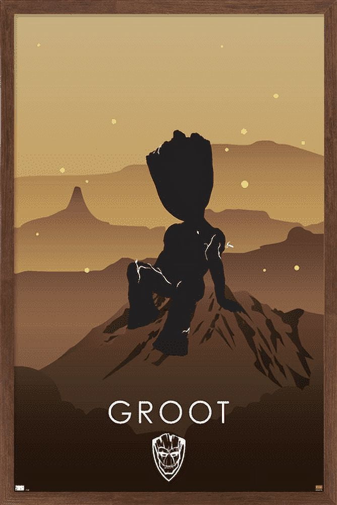 Marvel Heroic Silhouette - Groot Wall Poster, 22.375" x 34", Framed ...