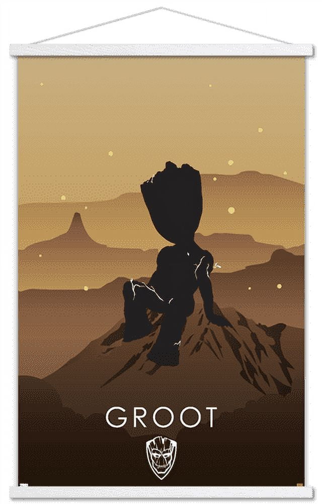 Marvel Heroic Silhouette - Groot Wall Poster with Wooden Magnetic Frame ...