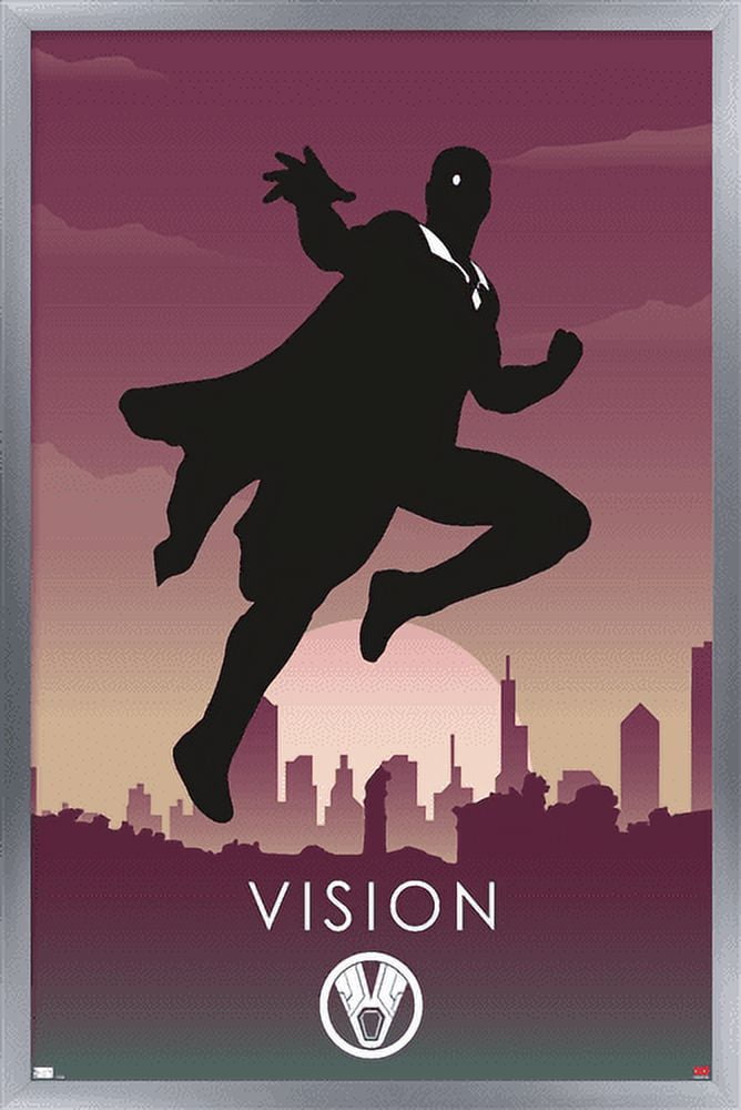 Marvel Heroic Silhouette - Vision Wall Poster, 22.375" x 34", Framed ...