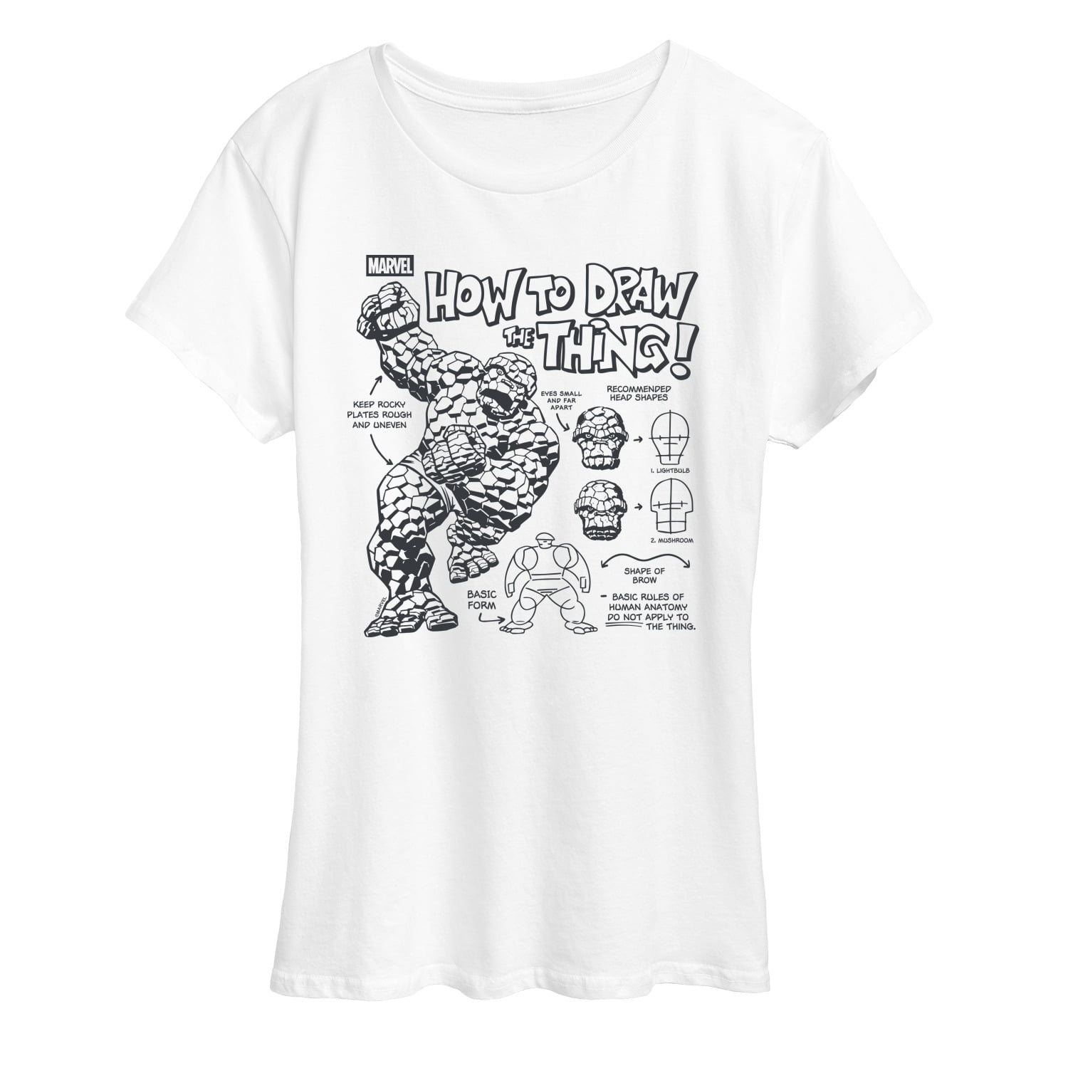 Marvel - How To Draw The Thing - Women's Short Sleeve Graphic T-Shirt ...