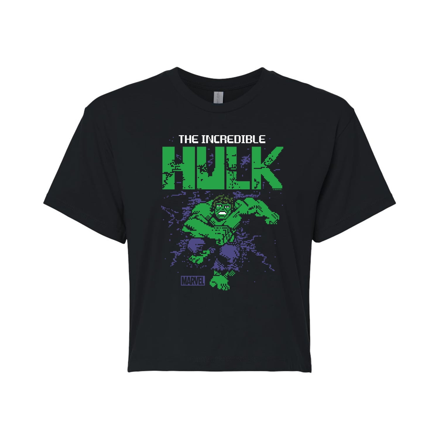 Marvel Hulk - 8 Bit Pixelated - Juniors Cropped Graphic T-Shirt ...