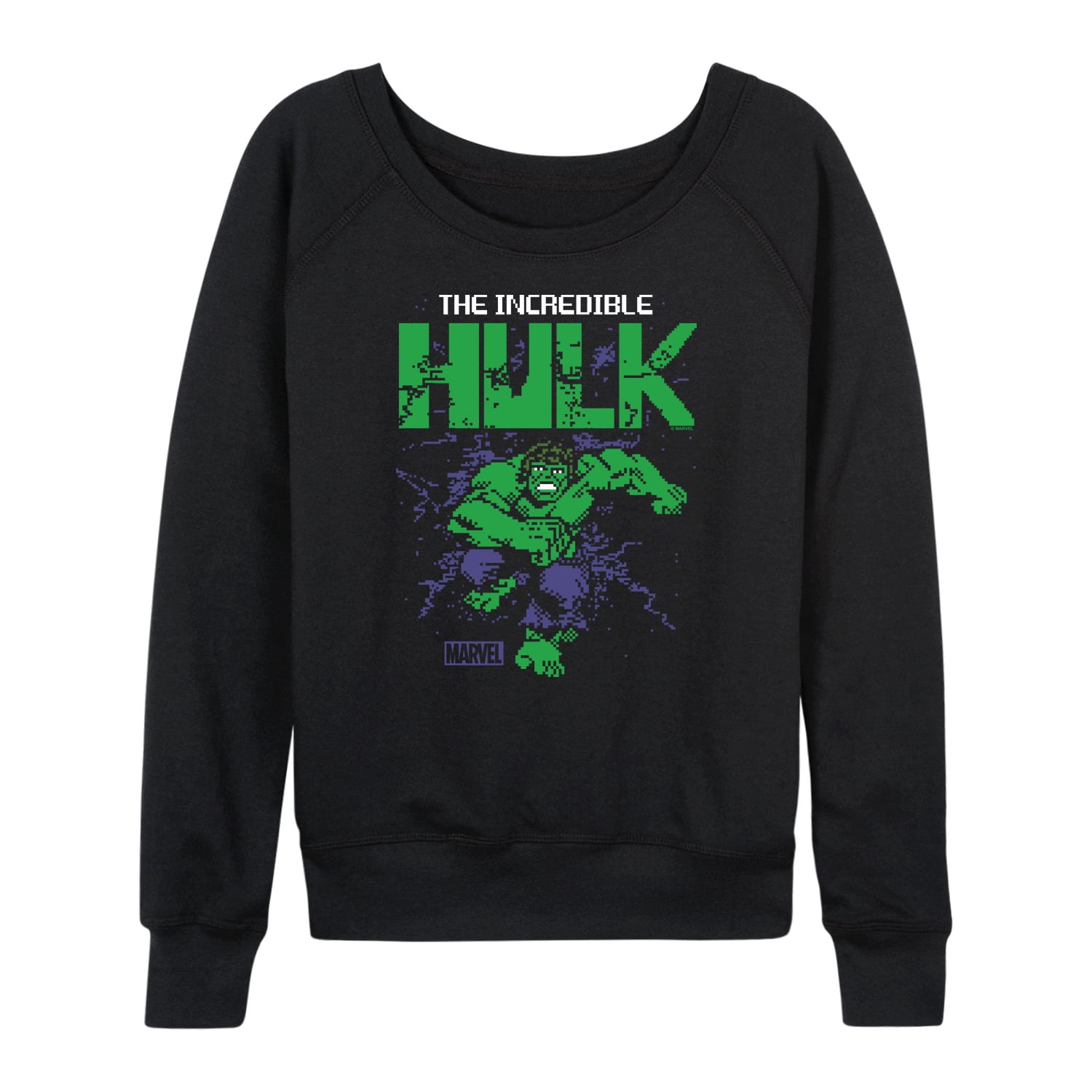Marvel Hulk - 8 Bit Pixelated - Women's French Terry Pullover ...