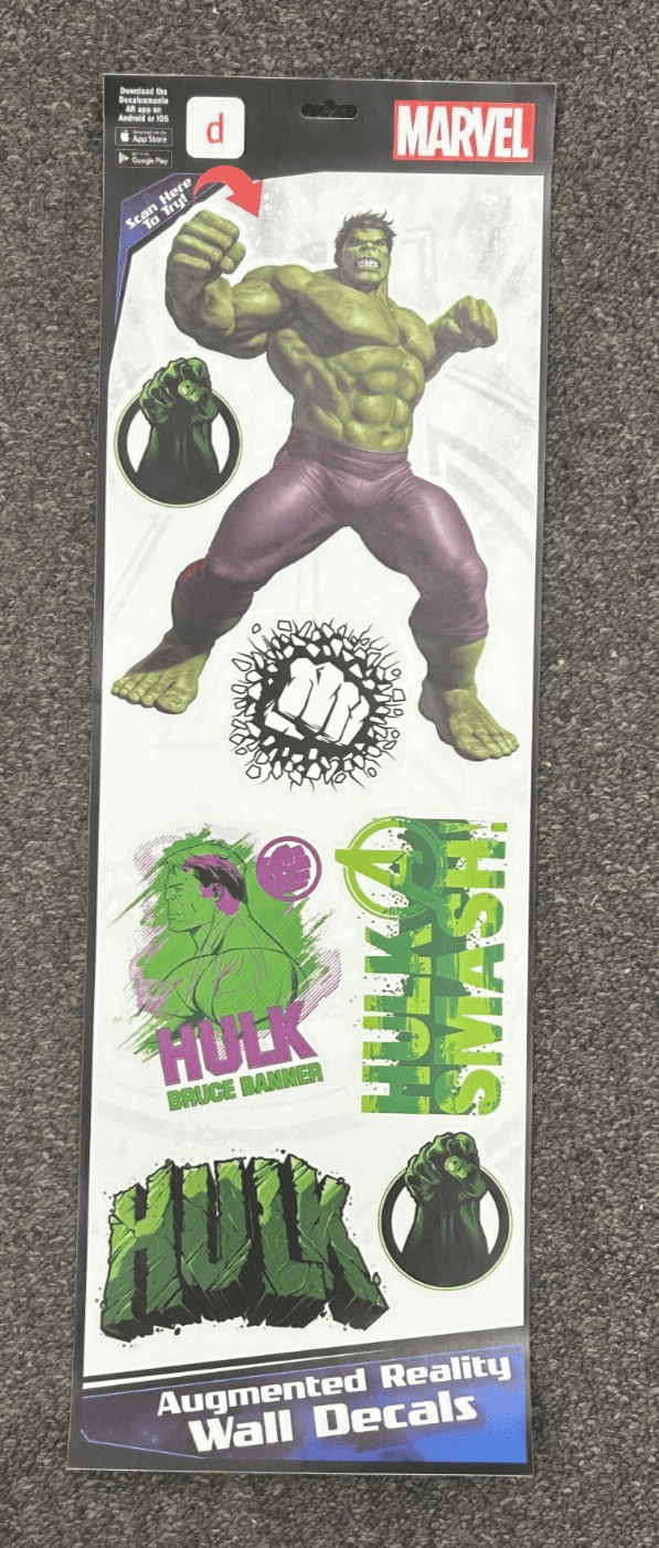 Marvel Hulk Augmented Reality Decals Peel & Stick 7 Vinyl Stickers ...