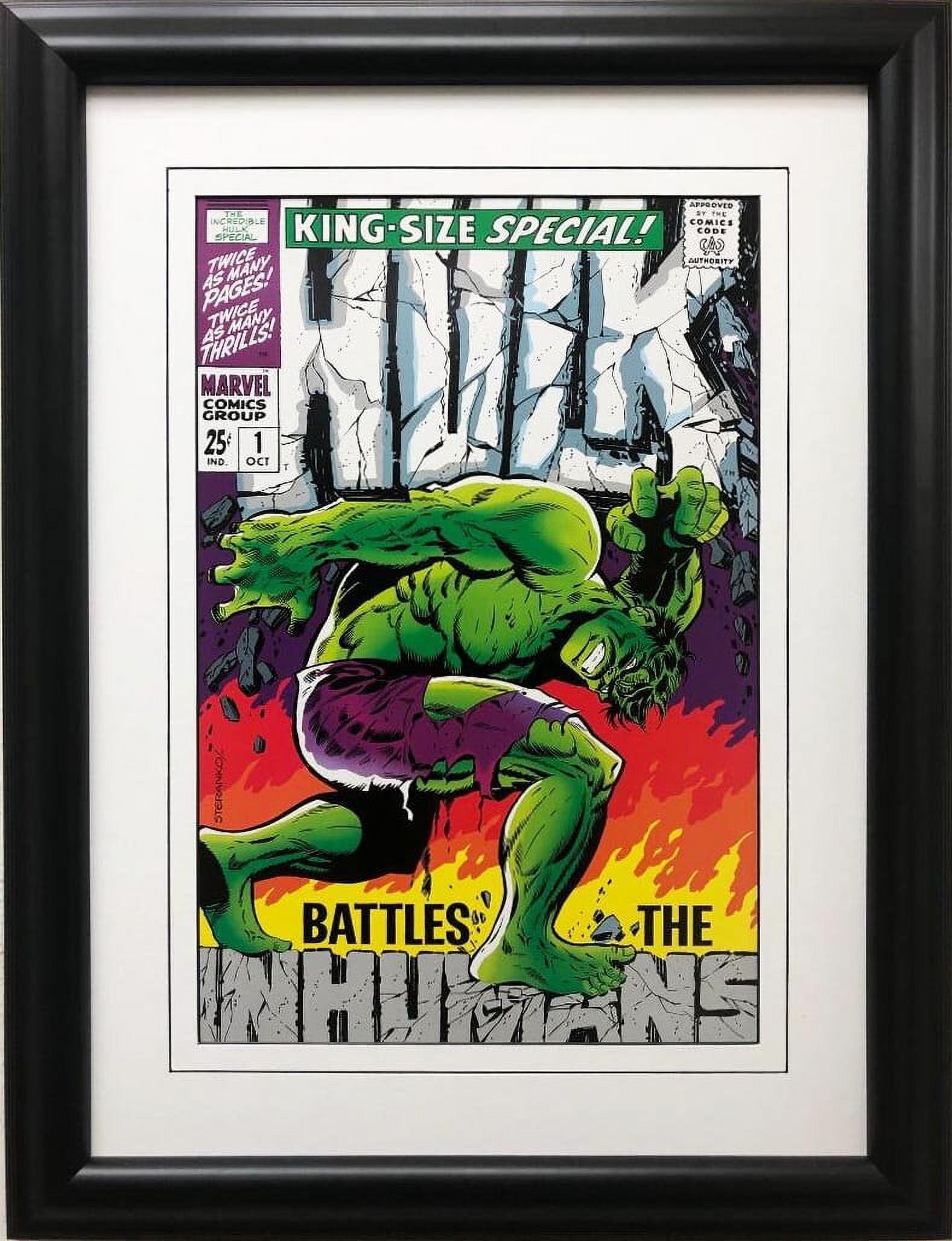 Marvel "Hulk Battles the Inhumans" King Size #1 Framed Poster Comic ...