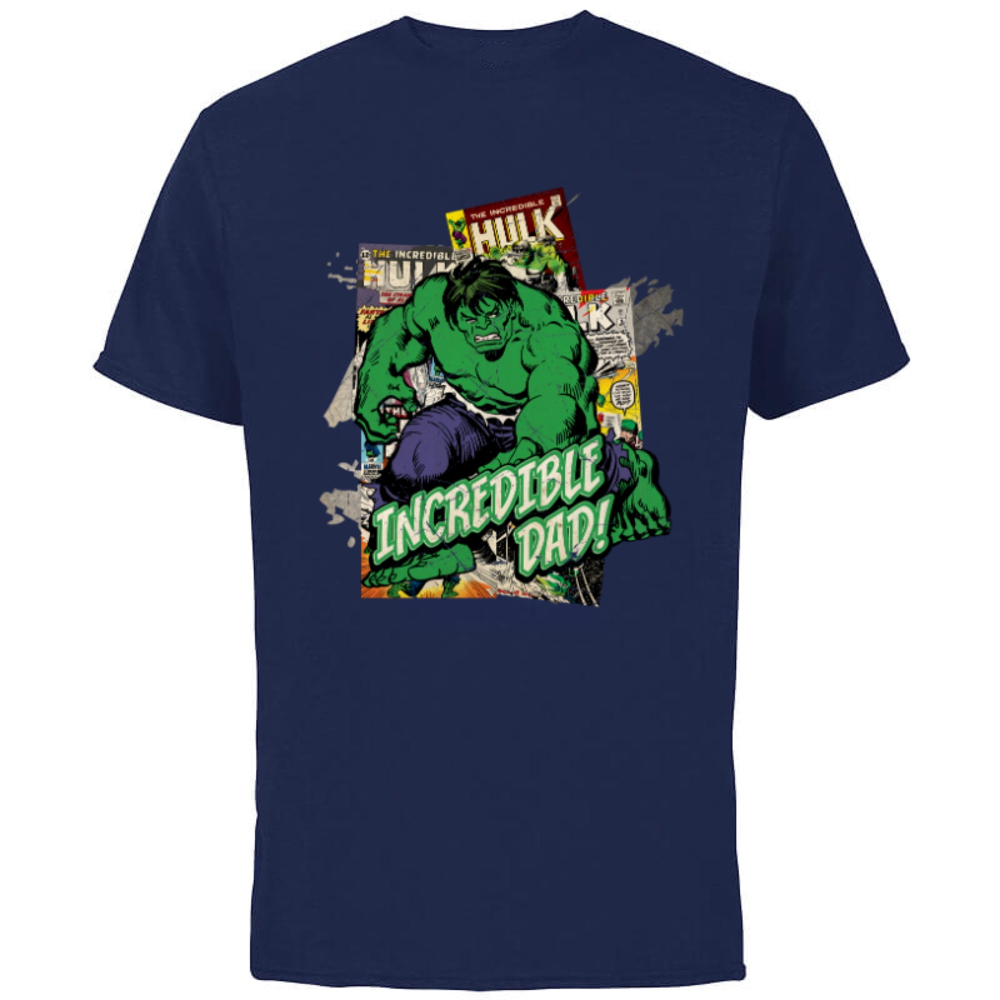 Marvel Hulk Incredible Dad Father's Day - Short Sleeve Cotton T-Shirt ...