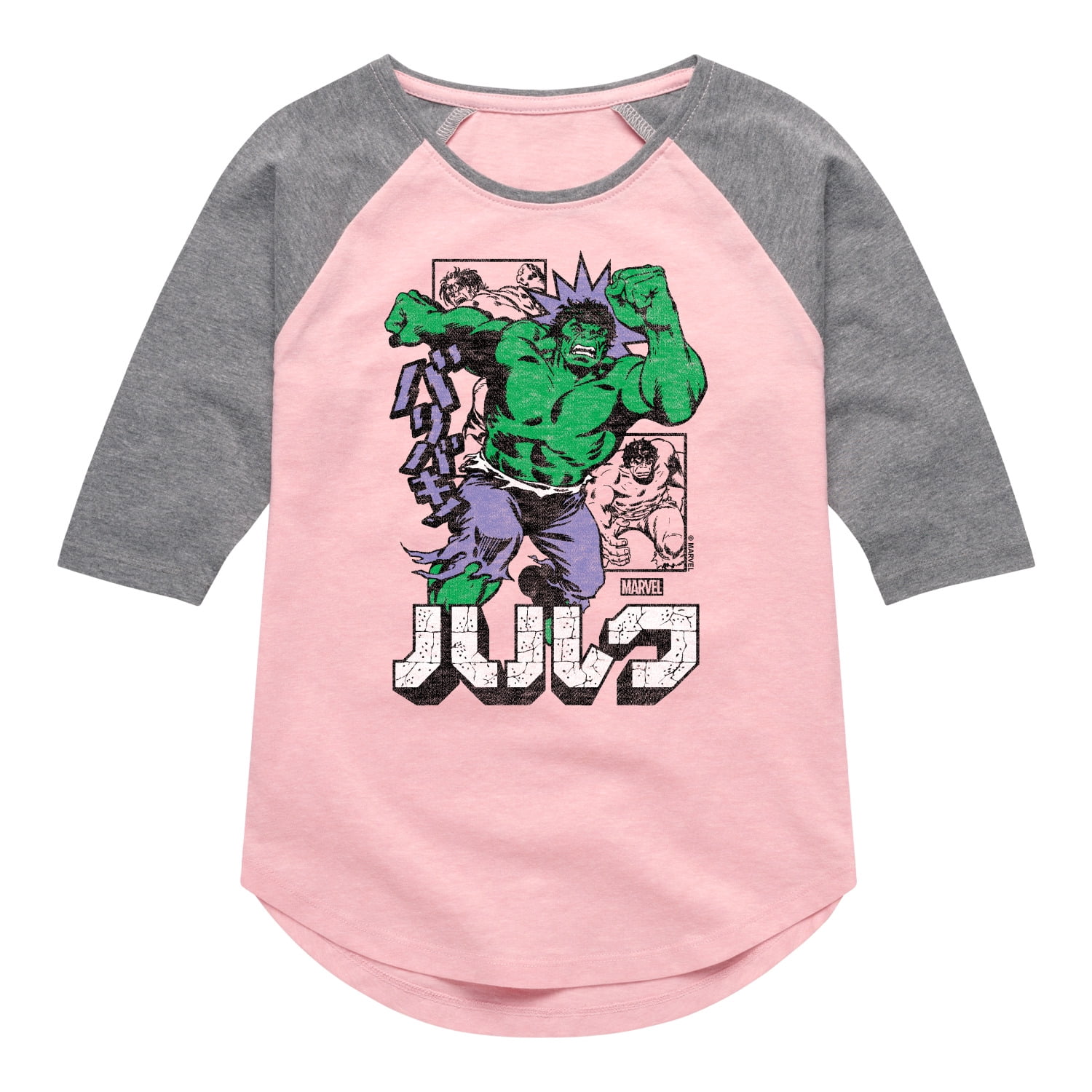 Marvel Hulk - Katakana - Toddler And Youth Girls Shirt Tail Raglan ...