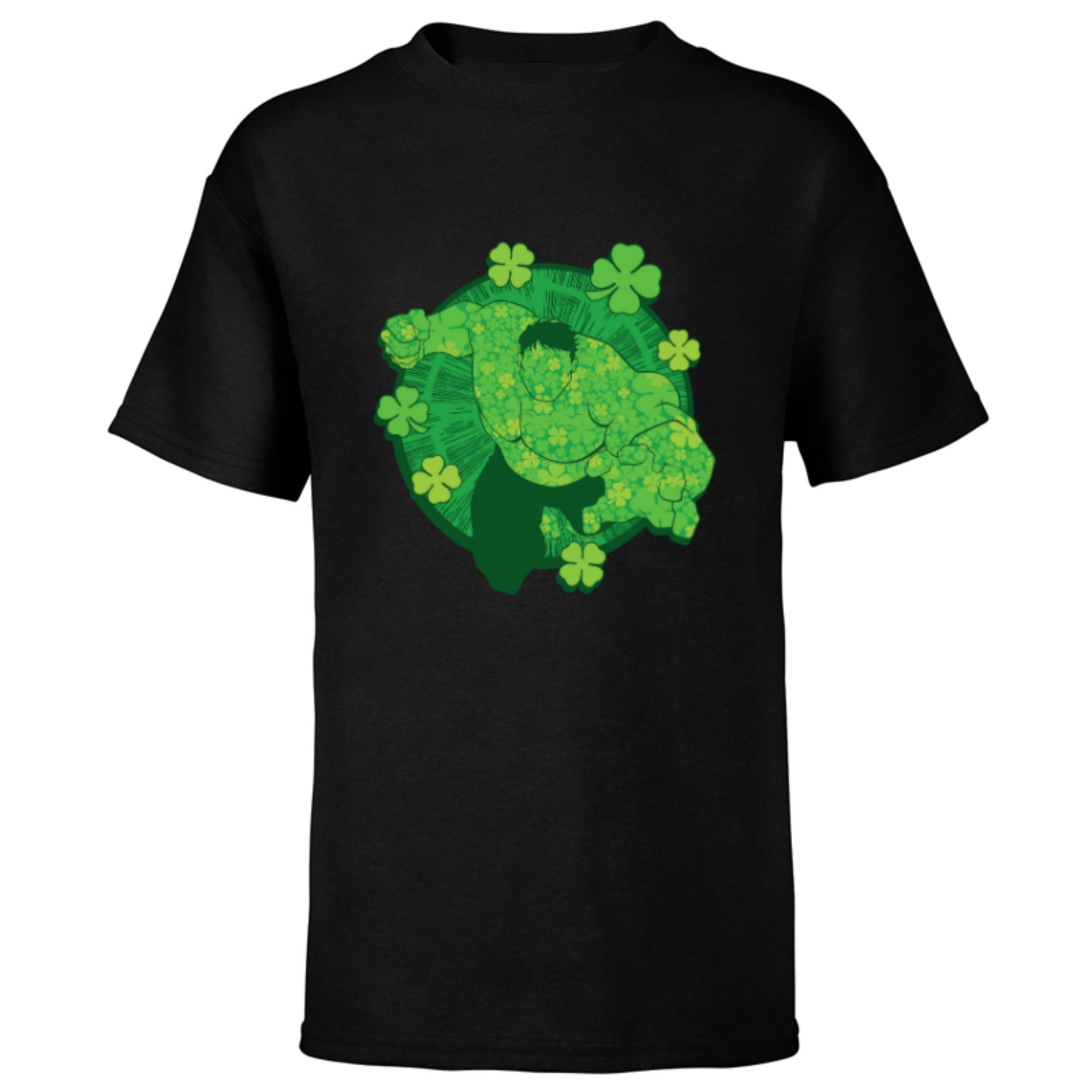 Marvel Hulk Outline Four-Leaf Clovers Green St Patrick’s Day - Short ...