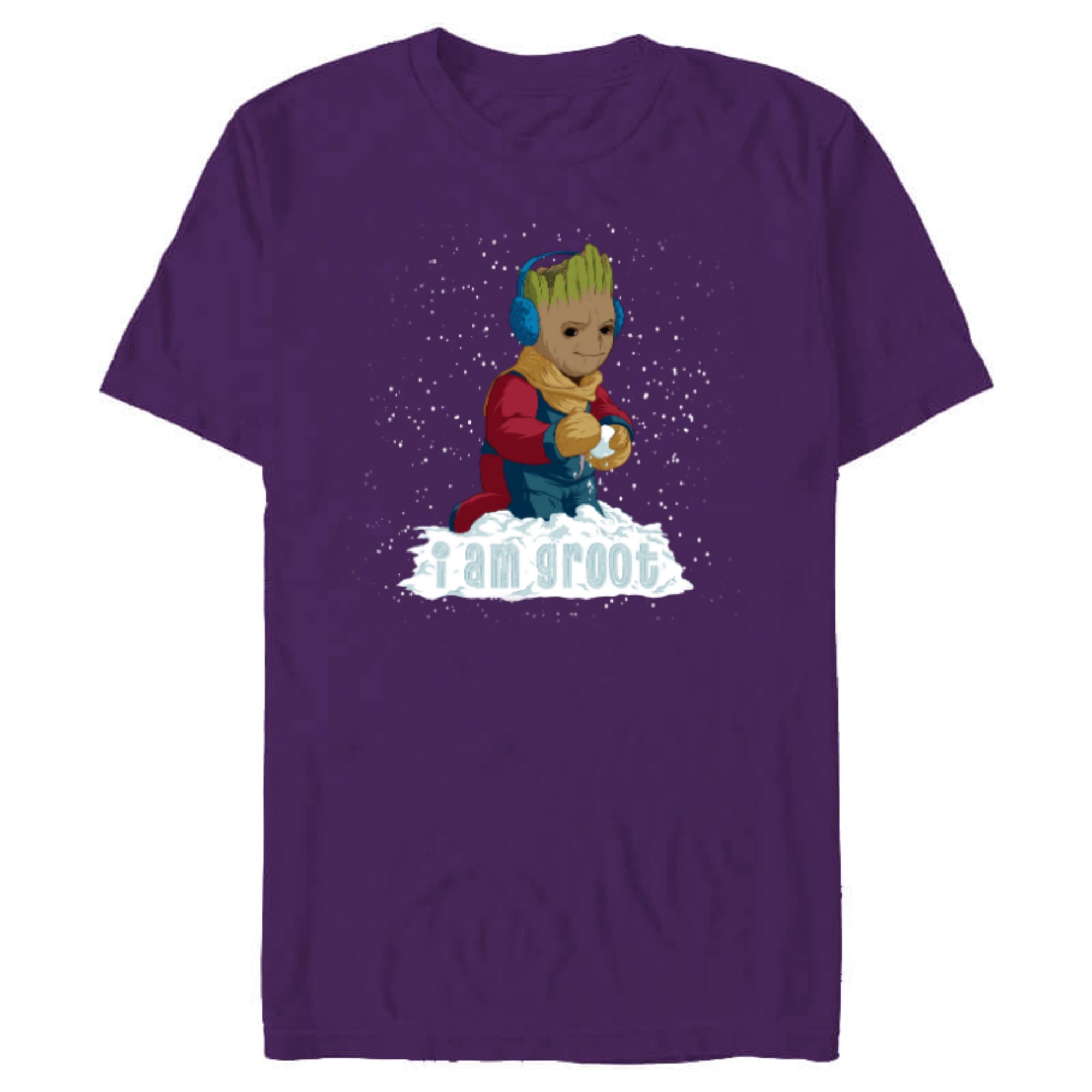Marvel I Am Groot Guardians of the Galaxy Snow Day Groot - Short Sleeve ...