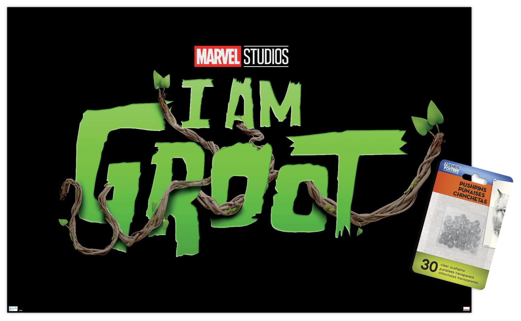 Marvel I Am Groot - Logo Wall Poster with Pushpins, 14.725" x 22.375 ...