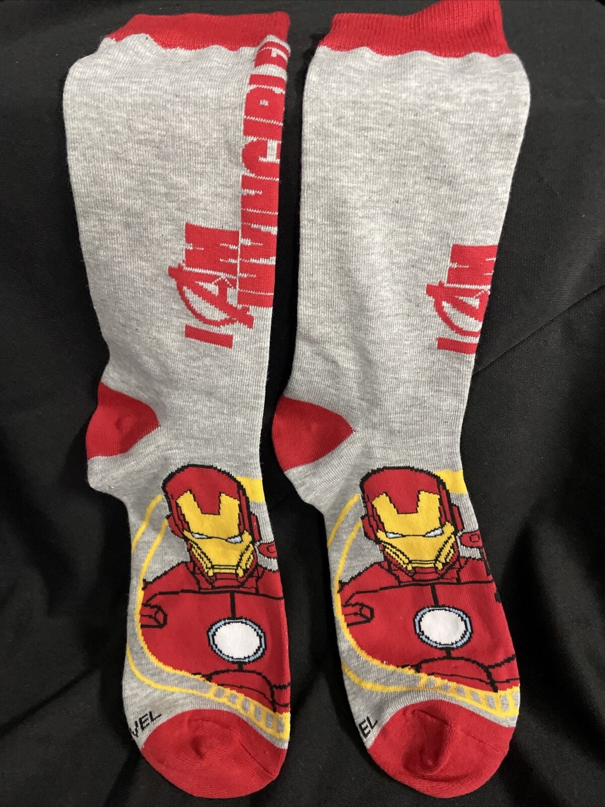 Marvel I Am Invincible Iron Man Mens Novelty Crew Sock Size 10-13 ...