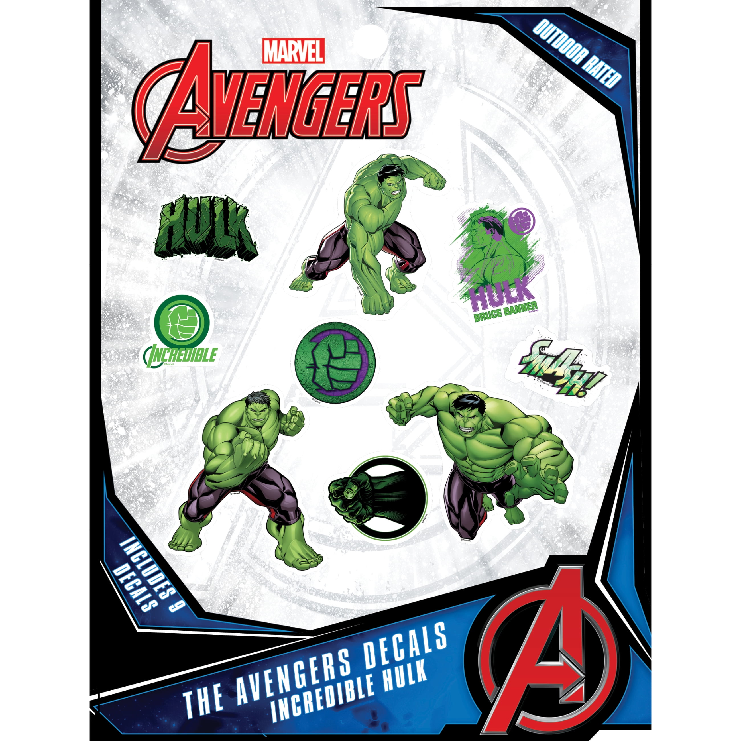 Marvel Incredible Hulk Vinyl Decals - Set of 9 Outdoor Rated Stickers ...