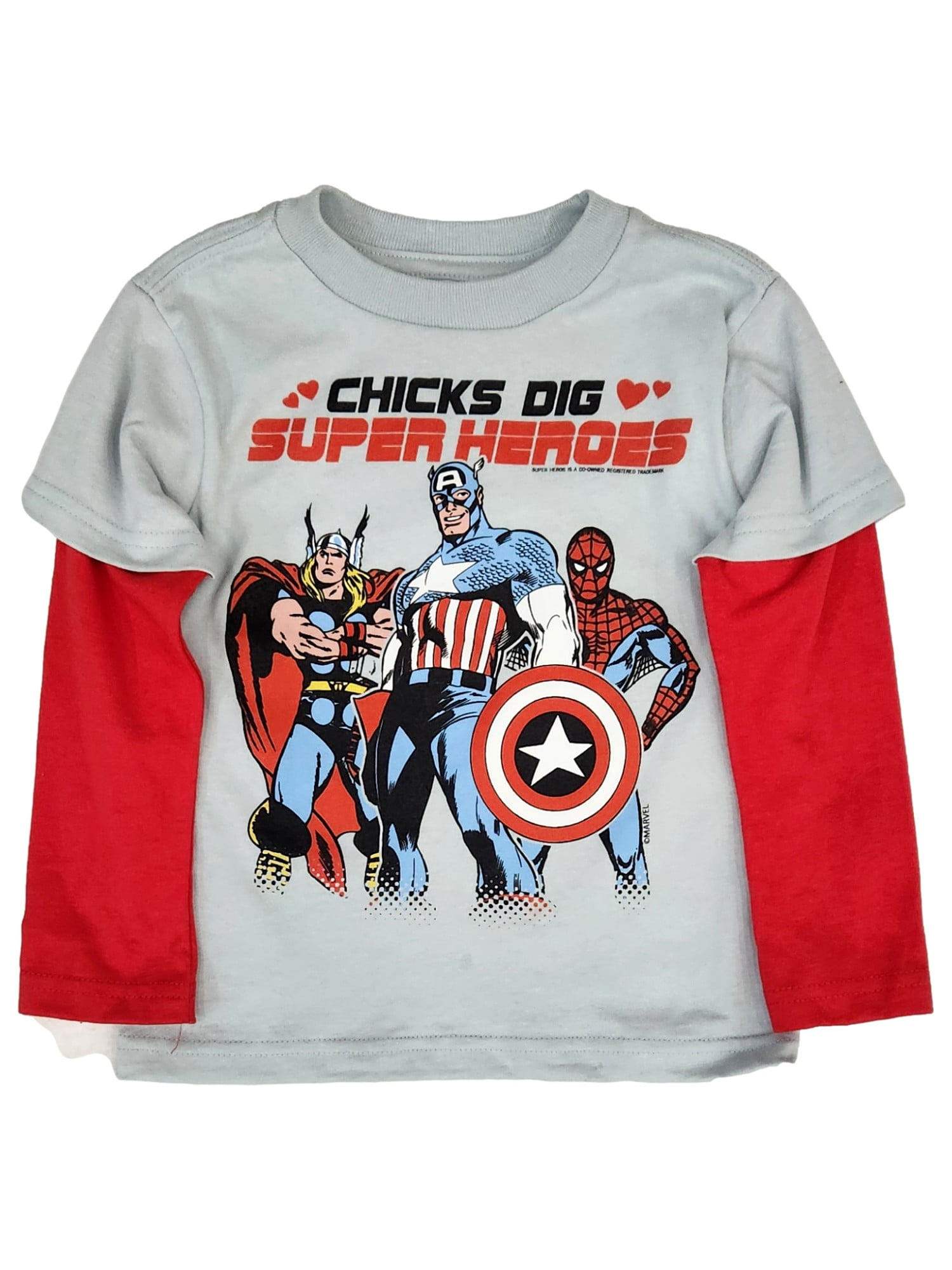 Marvel Infant & Toddler Boys Gray Chicks Dig Super Heroes T-Shirt Tee ...