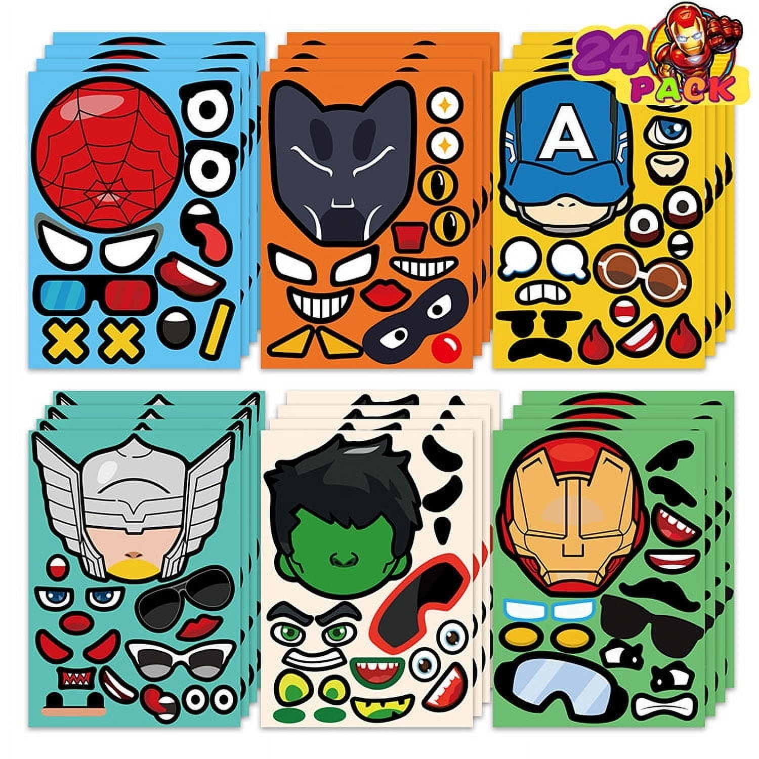 Super Hero Inspired Make-a-face Stickers,Spidey Make You Own Stickers ...
