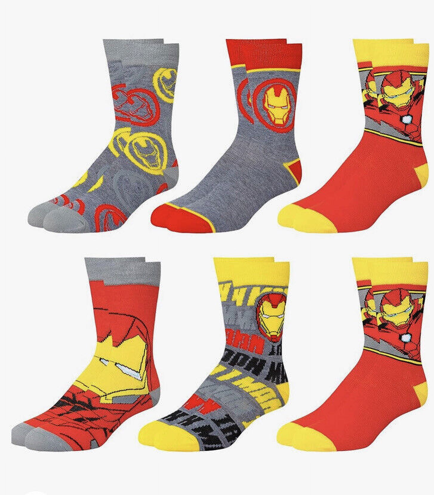 Marvel Iron Man Assorted 6pairs Boys Crew Socks Size M - Walmart.com