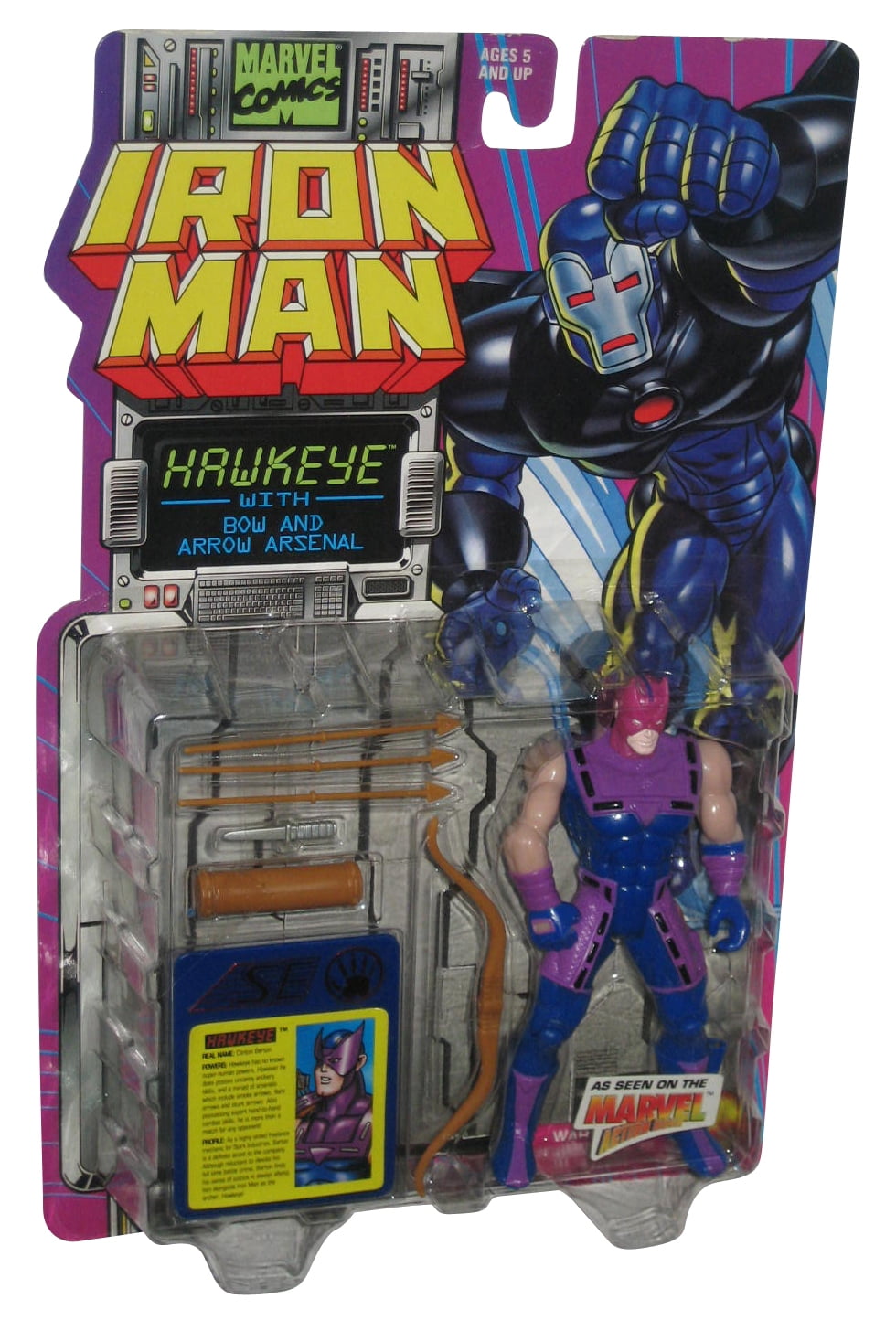 Marvel Iron Man Hawkeye (1995) Toy Biz Action Figure w/ Bow and Arrow ...