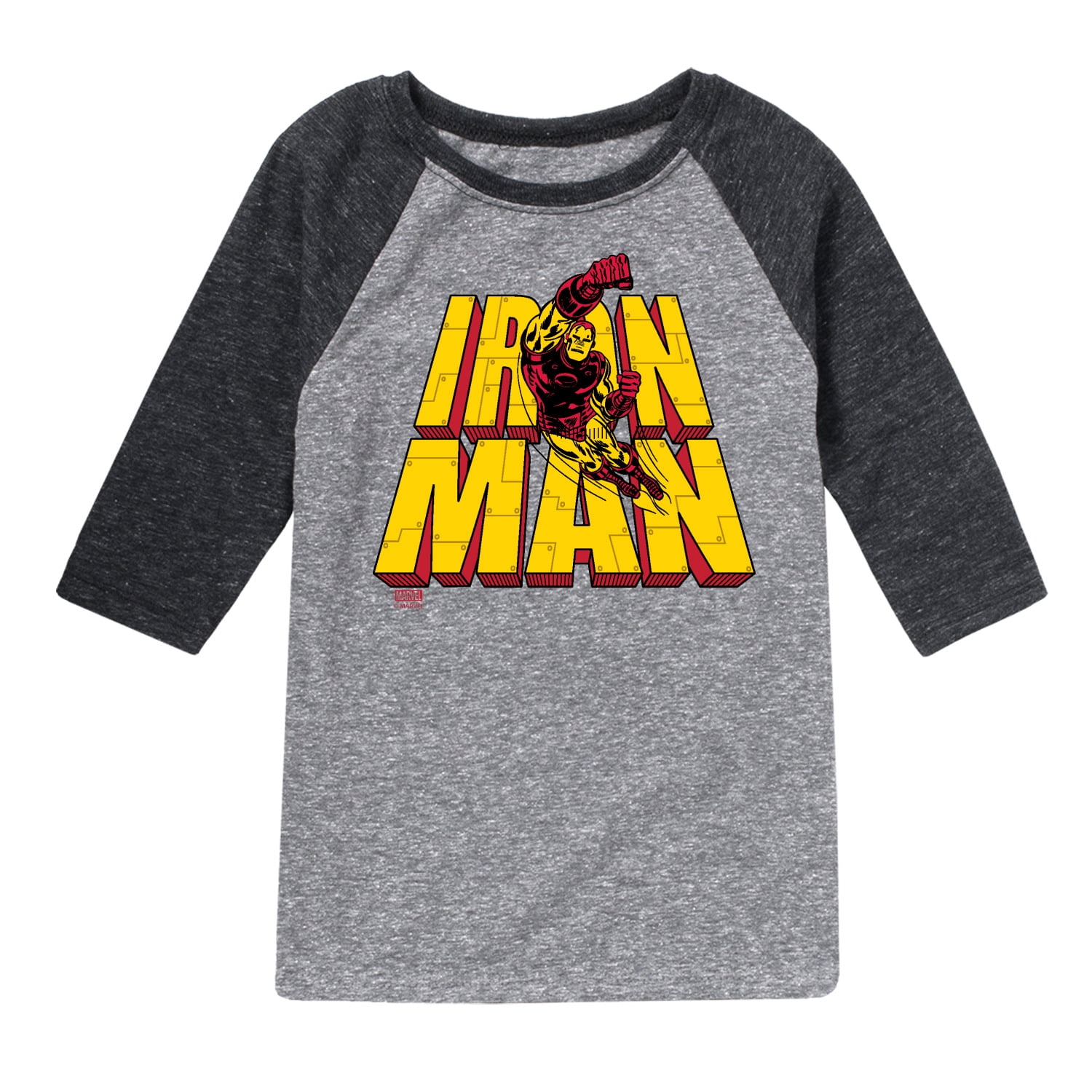 Marvel Iron Man - Stacked Name - Toddler And Youth Raglan - Walmart.com