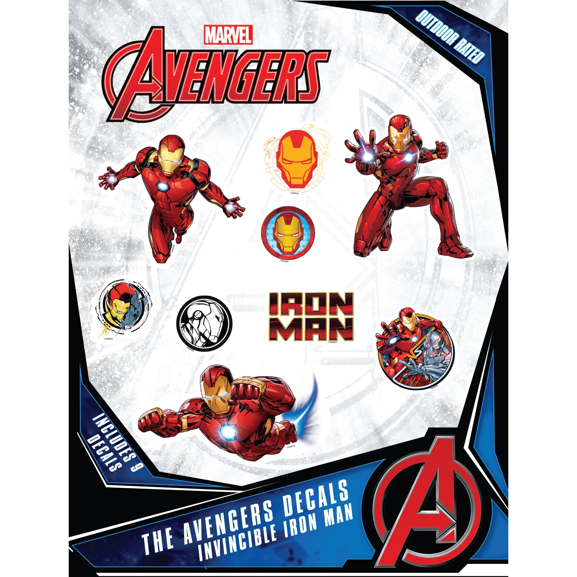 Marvel Iron Man Vinyl Decals - Set of 9 Outdoor Rated Stickers for Car ...