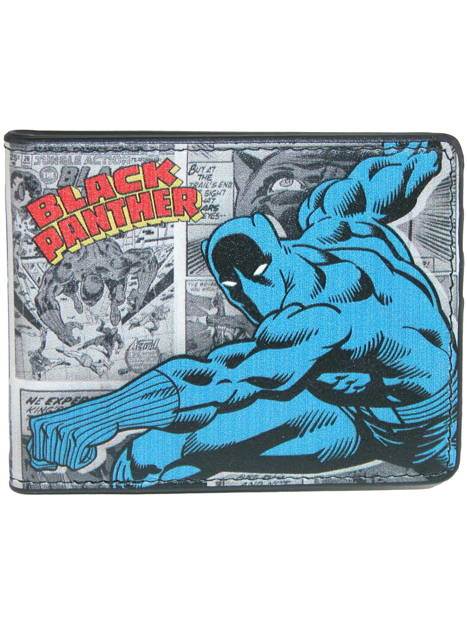 Buckle Down Black Panther Action Pose Comic Blocks Mens Bifold Wallet ...