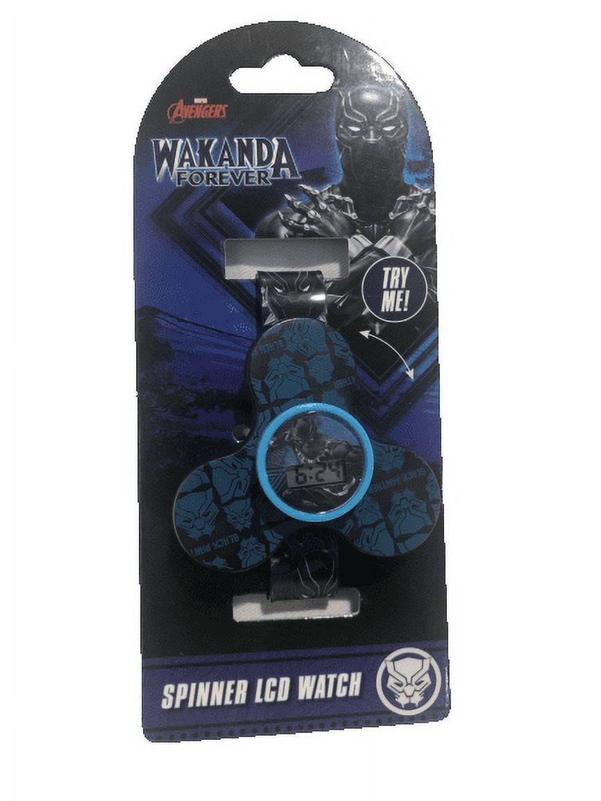 Marvel Kids Black Panther Wakanda Forever Fidget Spinner LCD Watch ...