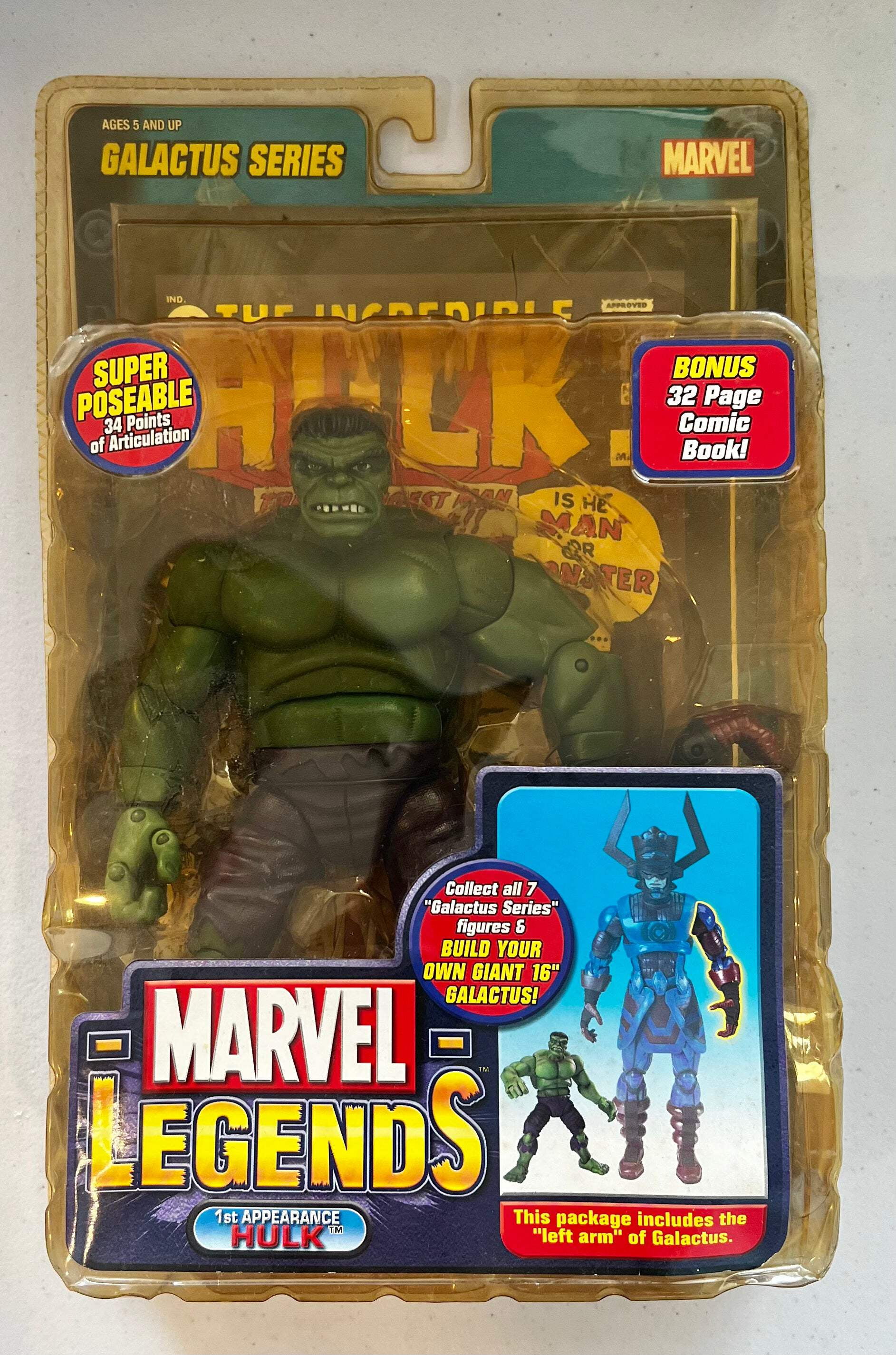 Marvel Legends Galactus Series Hulk Collectible Action Figure, Green, 3 ...
