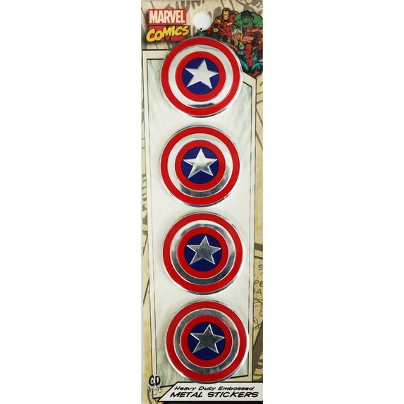 Marvel Licensed Heavy Duty Embossed Metal Stickers 4/Pkg-Captain ...