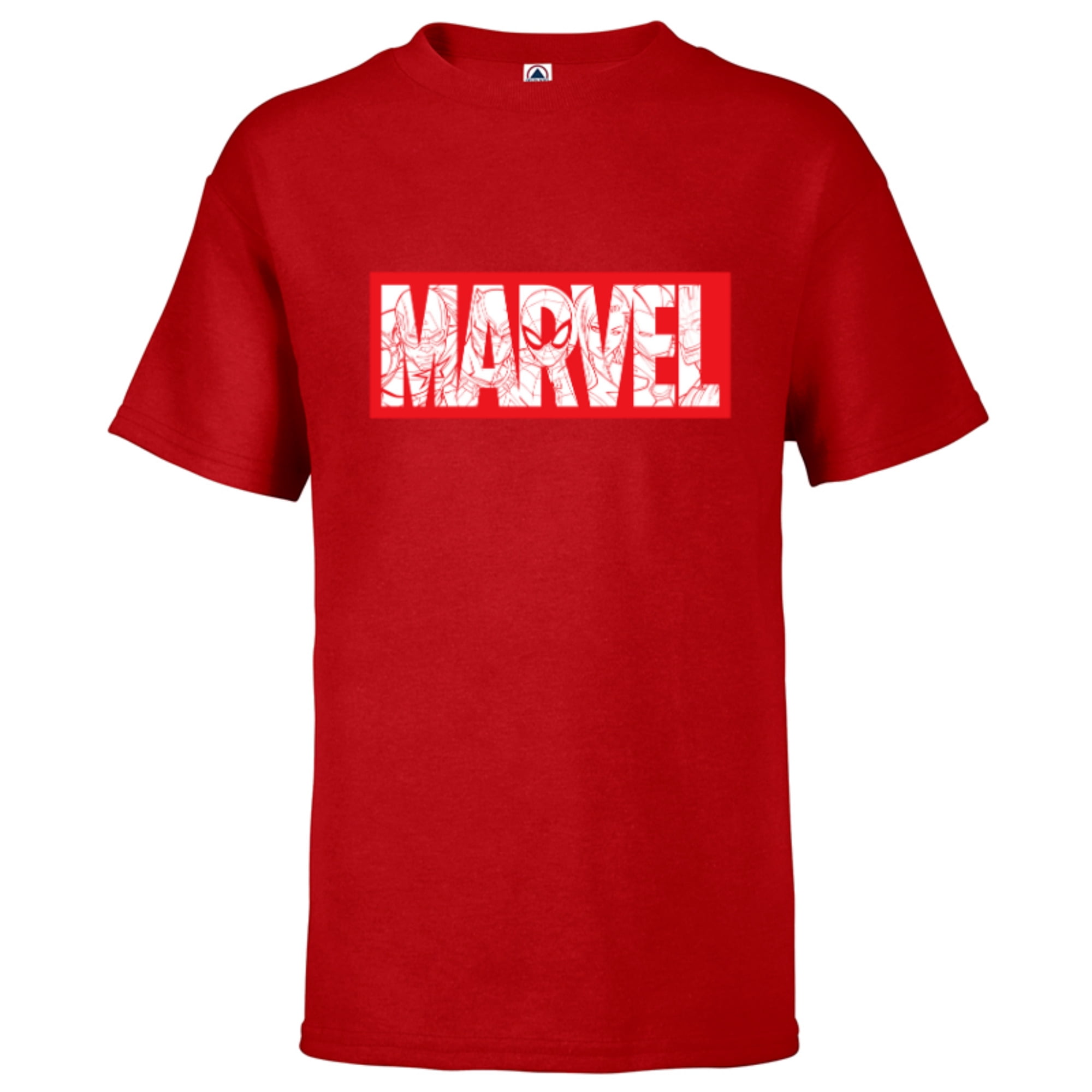 Marvel Logo Comics Red Super Heroes Avengers and More - Short Sleeve T ...