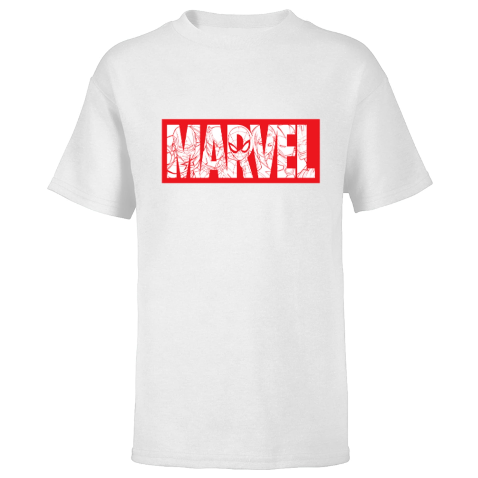 Marvel Logo Comics Red Super Heroes Avengers and More - Short Sleeve T ...
